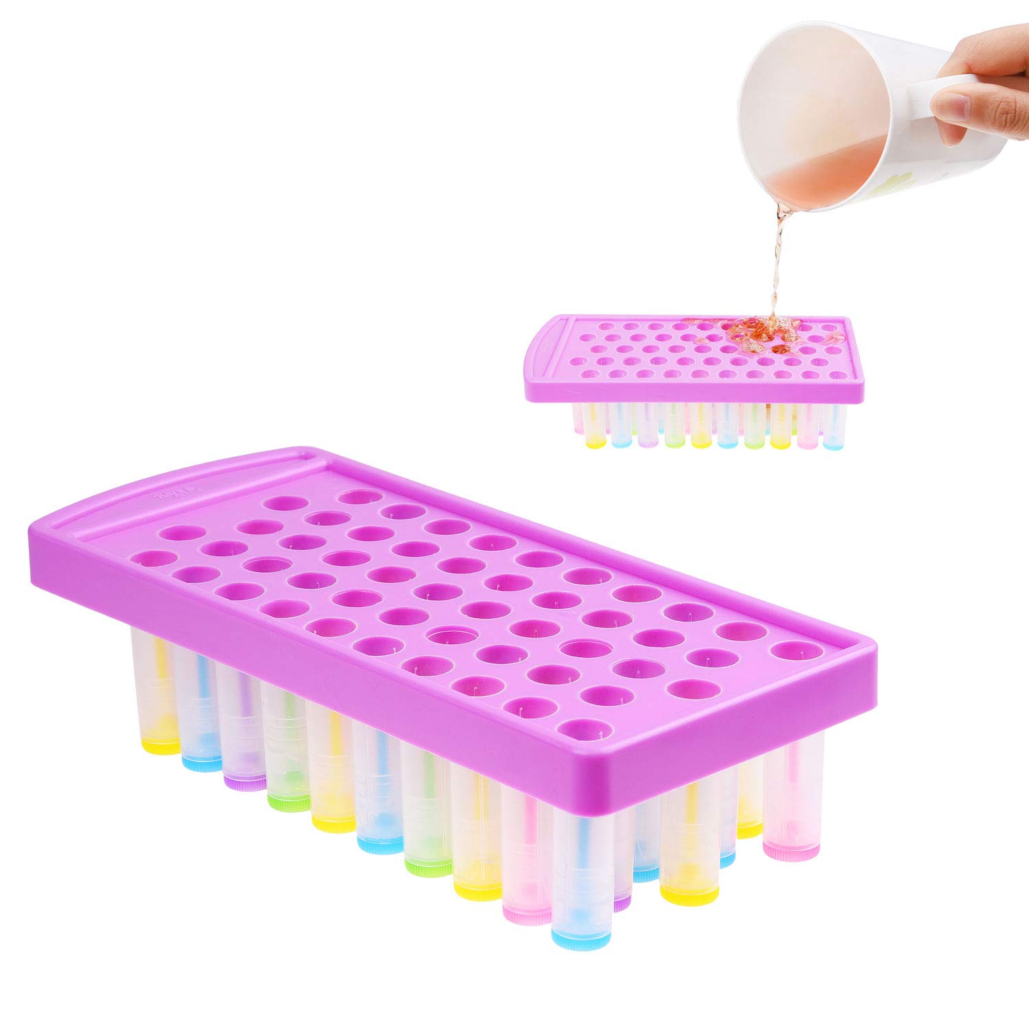 Kare & Kind Lip Balm Filling Tray and Spatula Set - Fast and Easy to Use - Just Pour & Spread - Instantly Fills 50 Lip Balm Containers (sold separately) (Lip Balm Crafting Kit (Purple))