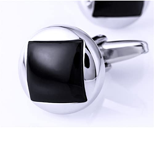 Men's Shirt Cuff Accessories Round Black Cuff Buttons Wedding Guest Shirt Cufflinks (Color : A, Size : 16 * 16mm) (A 16 * 16mm)