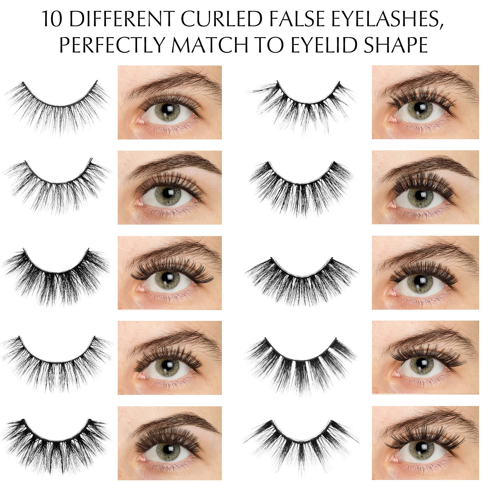 Leelosp 80 Boxes Bulk Mink Lashes 10 Styles Wholesale False Fluffy Eyelashes Volume Lashes 12-20 mm Fake Lashes with 80 Lash Brush Mixed Natural Look 3D Lash