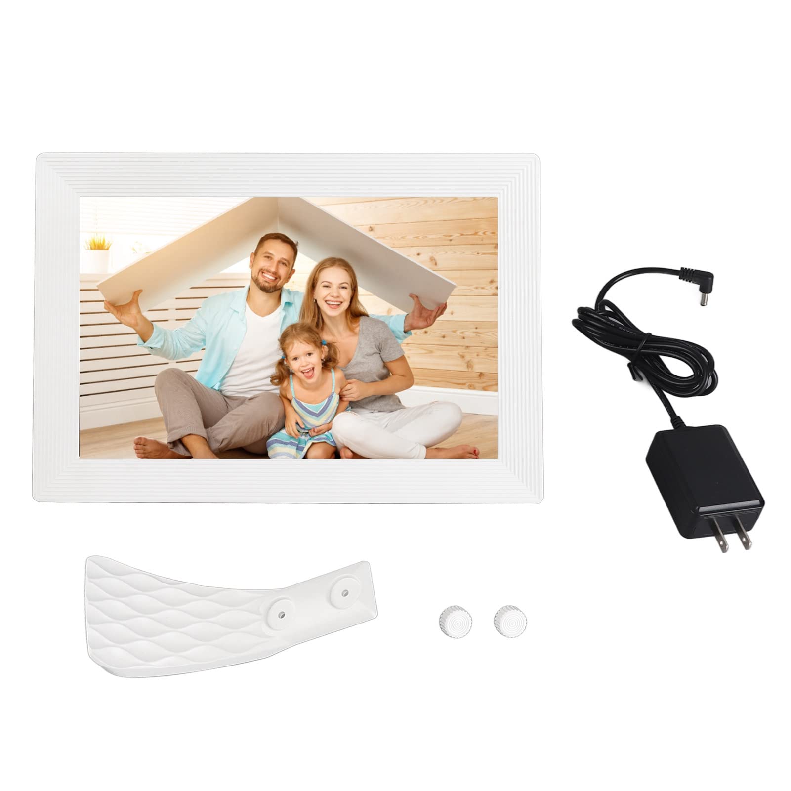 Smart Picture Frame, Removable Rack RAM 1G ROM 16G WiFi Connection 10.1 Inch High Resolution Frame for Living Room (US Plug)