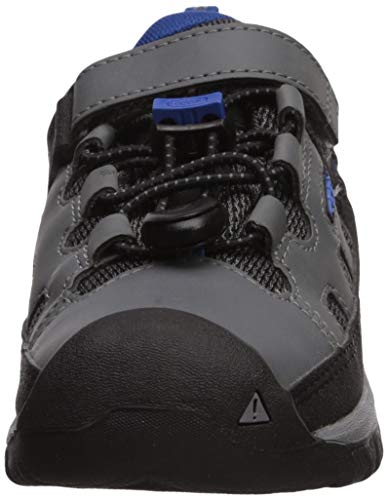 KEEN Little Kid's Targhee Low Height Hiking Shoe, Steel Grey/Baleine Blue, 8 LK (Little Kid) US