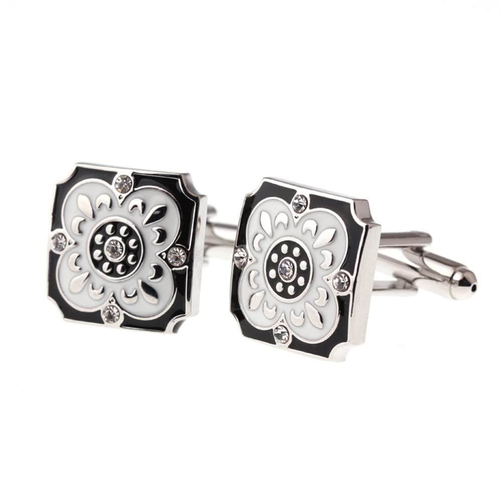 Men's Shirt Cufflinks Square Vintage Carved Men's Cuff French Shirt Sleeve Stud Cuff