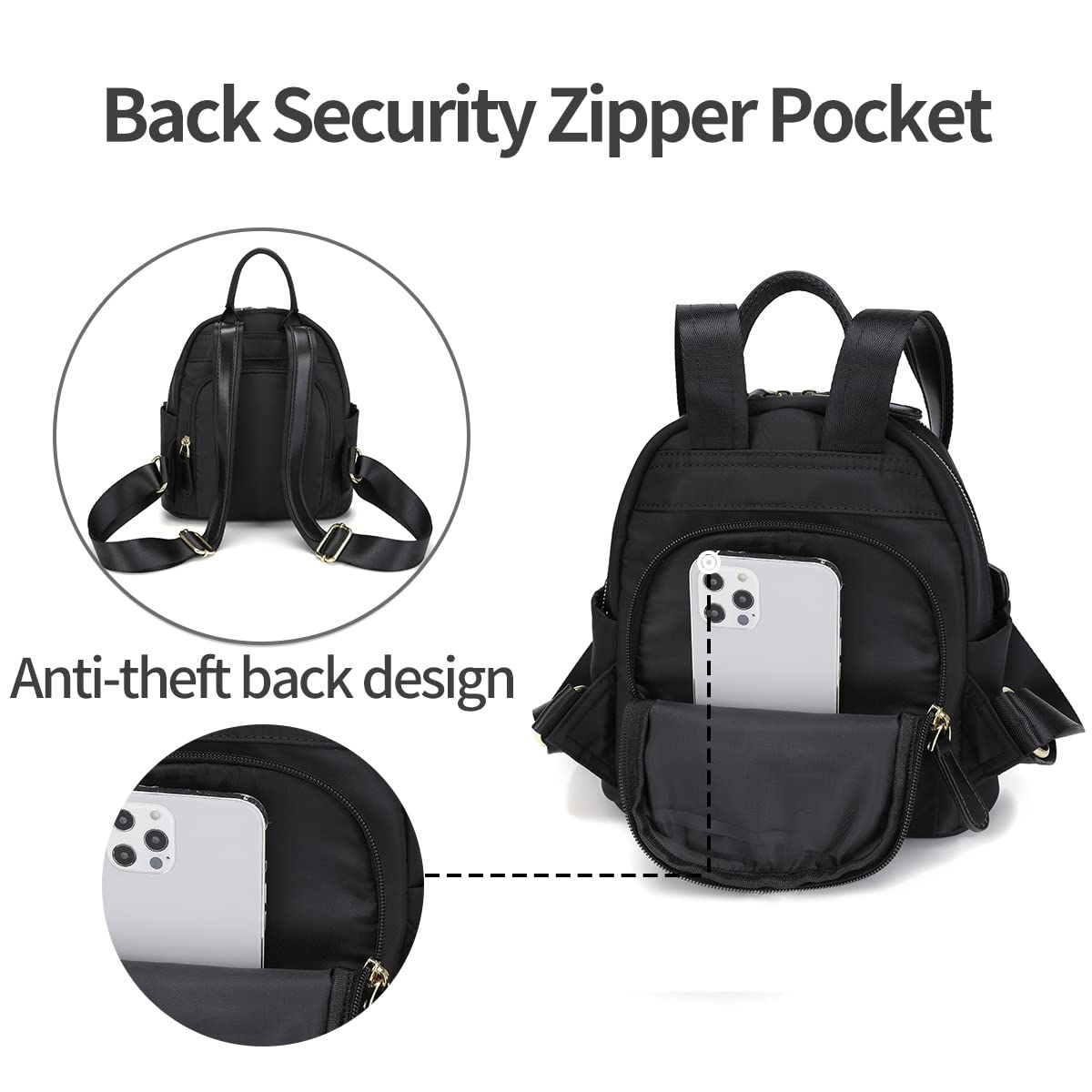 OFIHANLY Mini Backpack for Women Cute Fashion Anti Theft Nylon Travel Bag