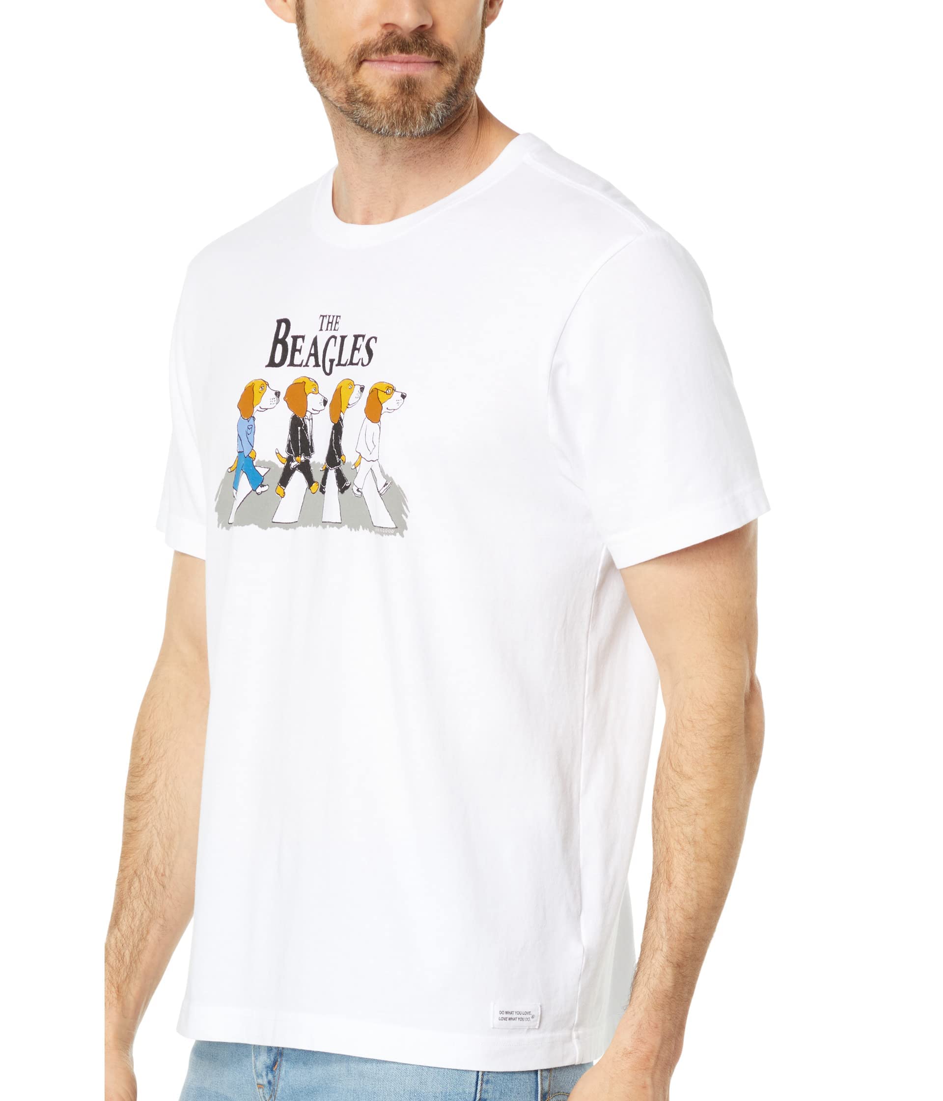 Life is Good. Men's The Beagles SS Crusher Tee, Cloud White