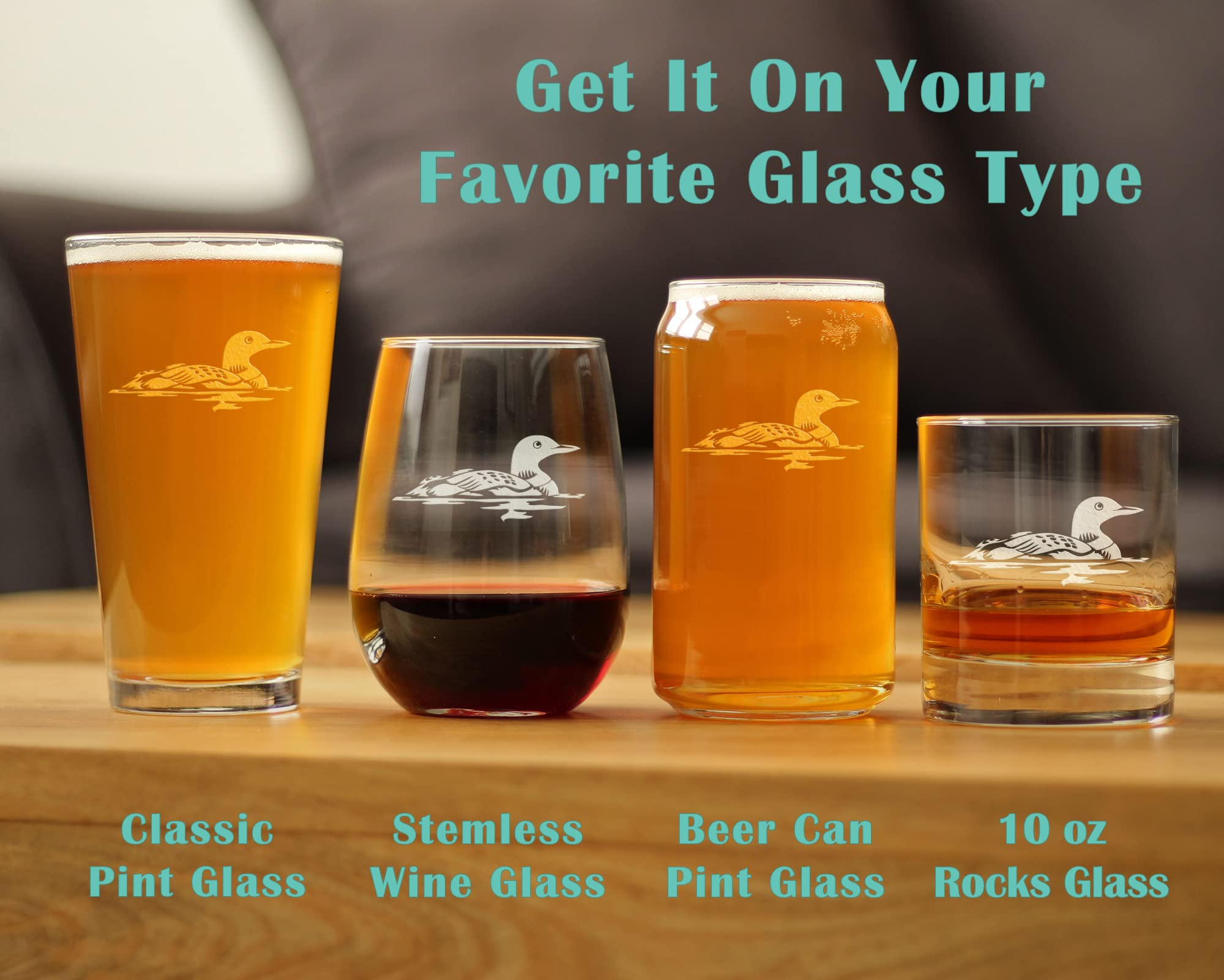 Loon - Stemless Wine Glass - Fun Bird Themed Gifts and Decor for Outdoor Lovers - Large 17 Ounce