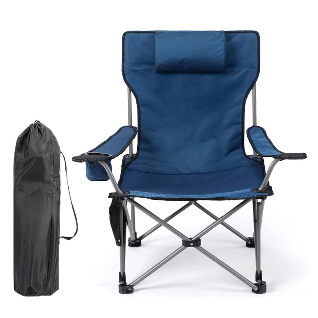 LMMDDP Adults Heavy Duty Portable Folding Camping Chair with Cup Holder Pillow and Carry Bag (Color : A, Size : As shown)