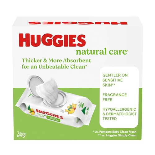 Huggies Natural Care Sensitive Baby Wipes, Unscented, Hypoallergenic, 99% Purified Water, 2 Refill Packs (352 Wipes Total)