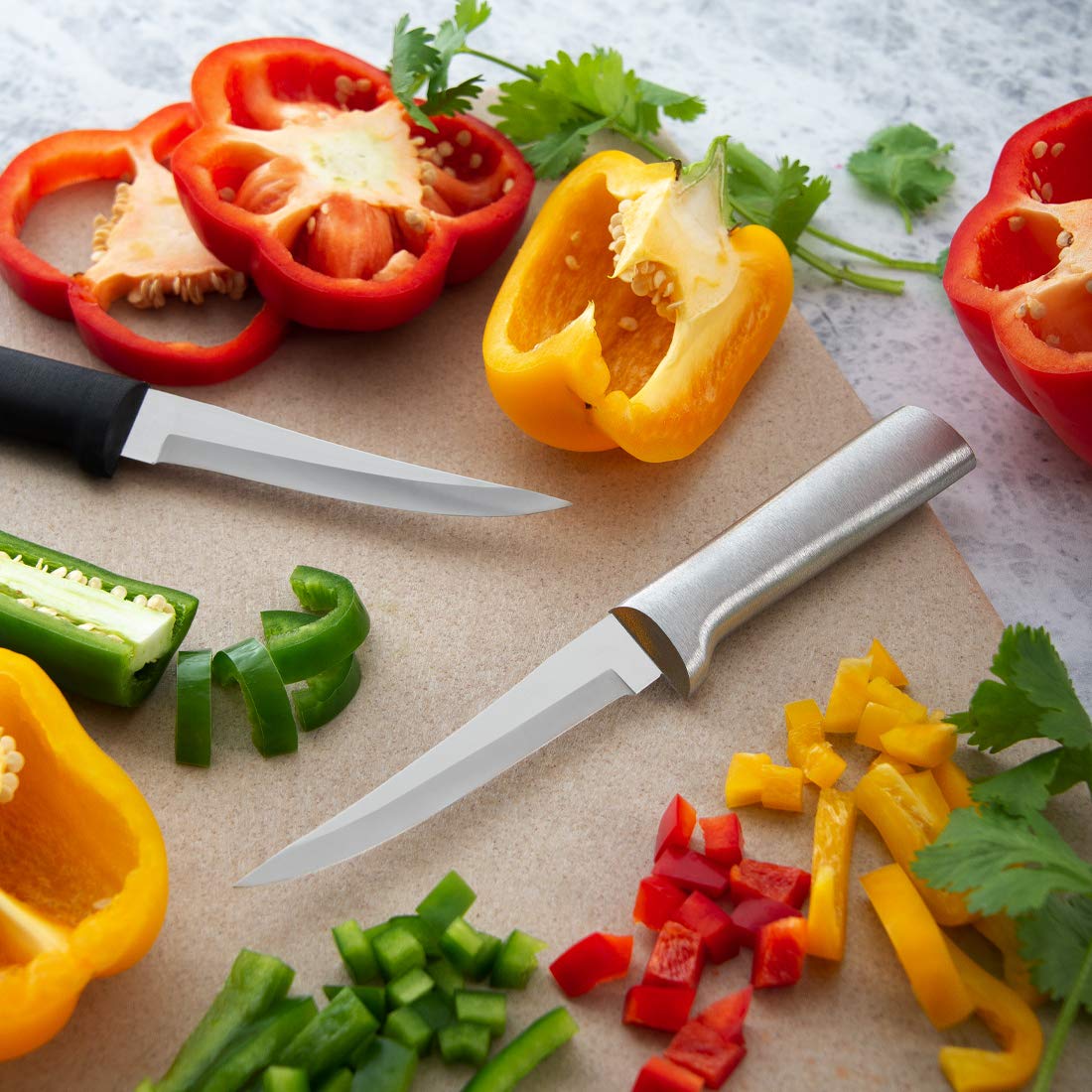 RADA Cutlery Super Parer Paring Knife – Stainless Steel Blade With Silver Aluminum Handle, 8-3/8 Inches, 6 Pack