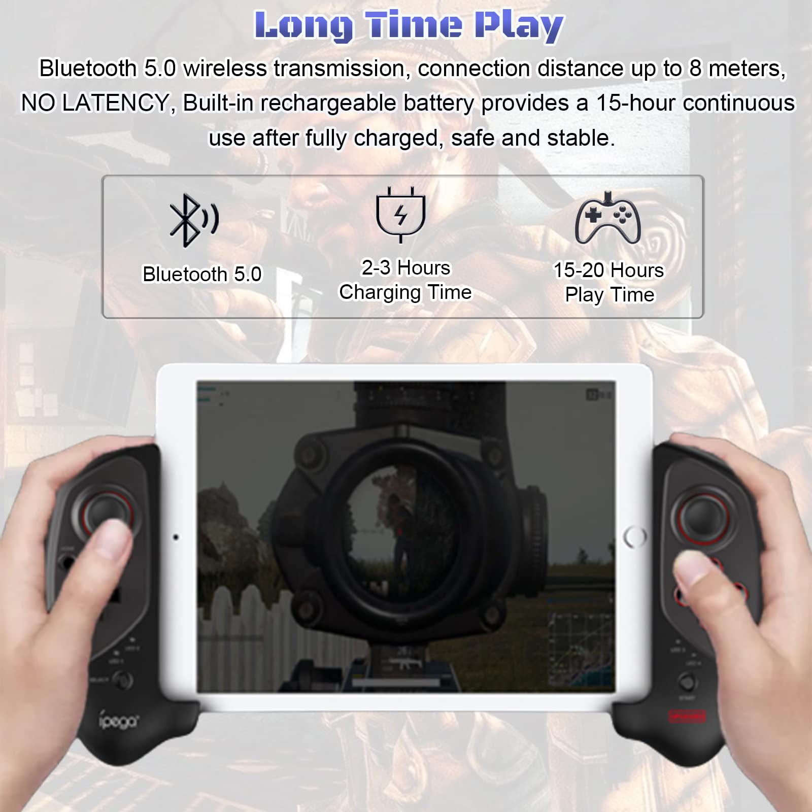 Megadream Wireless Mobile Game Controller Gamepad Joystick for iPad iOS iPhone 14/13/12, Android Samsung Tablet PC - 18+ Hour Battery Life - MFi Certified - Call of Duty - Apex Legends