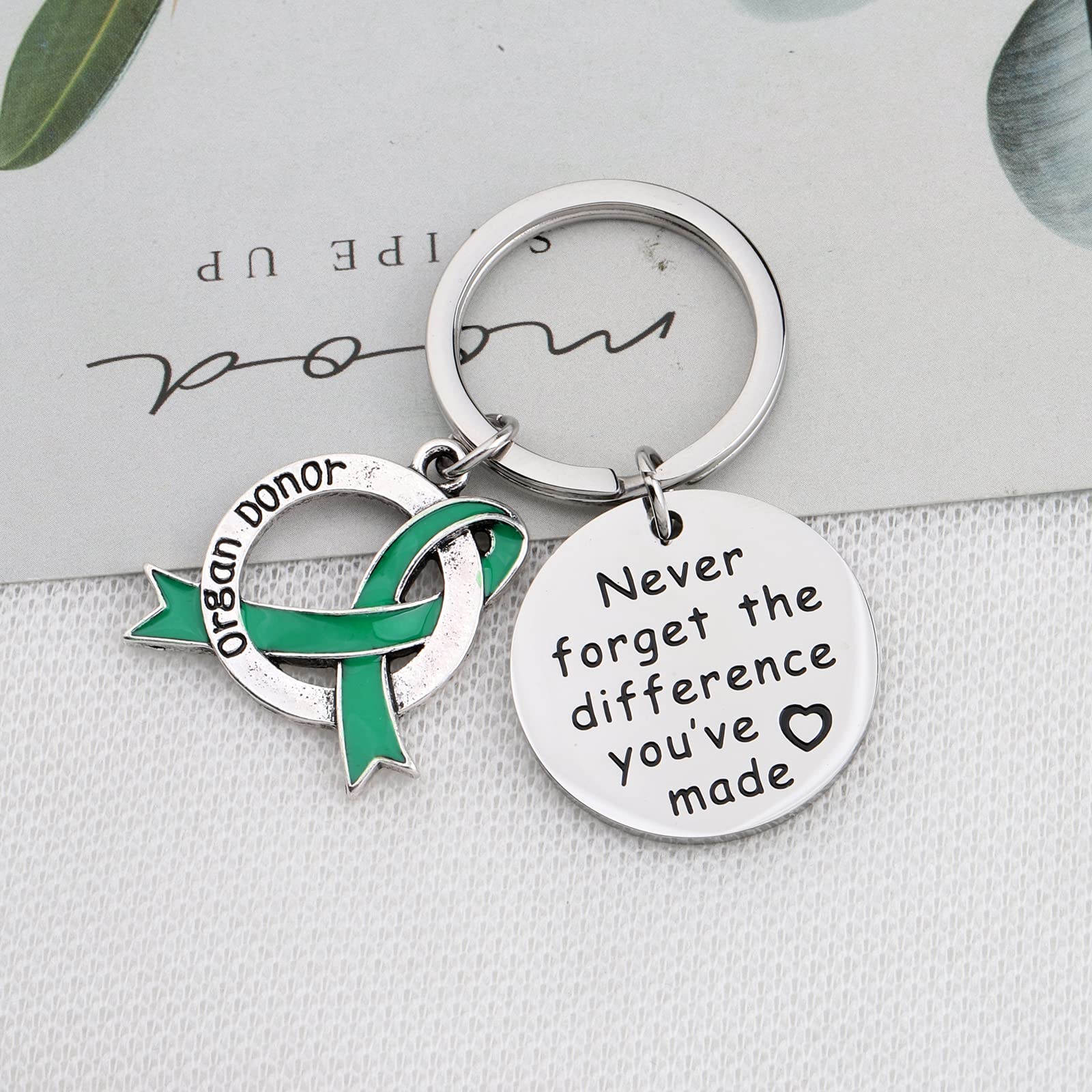 MYOSPARK Organ Donor Gift Organ Donation Awareness Gift Transplant Gifts Never Forget The Difference You’ve Made Keychain (Organ Donor BR)