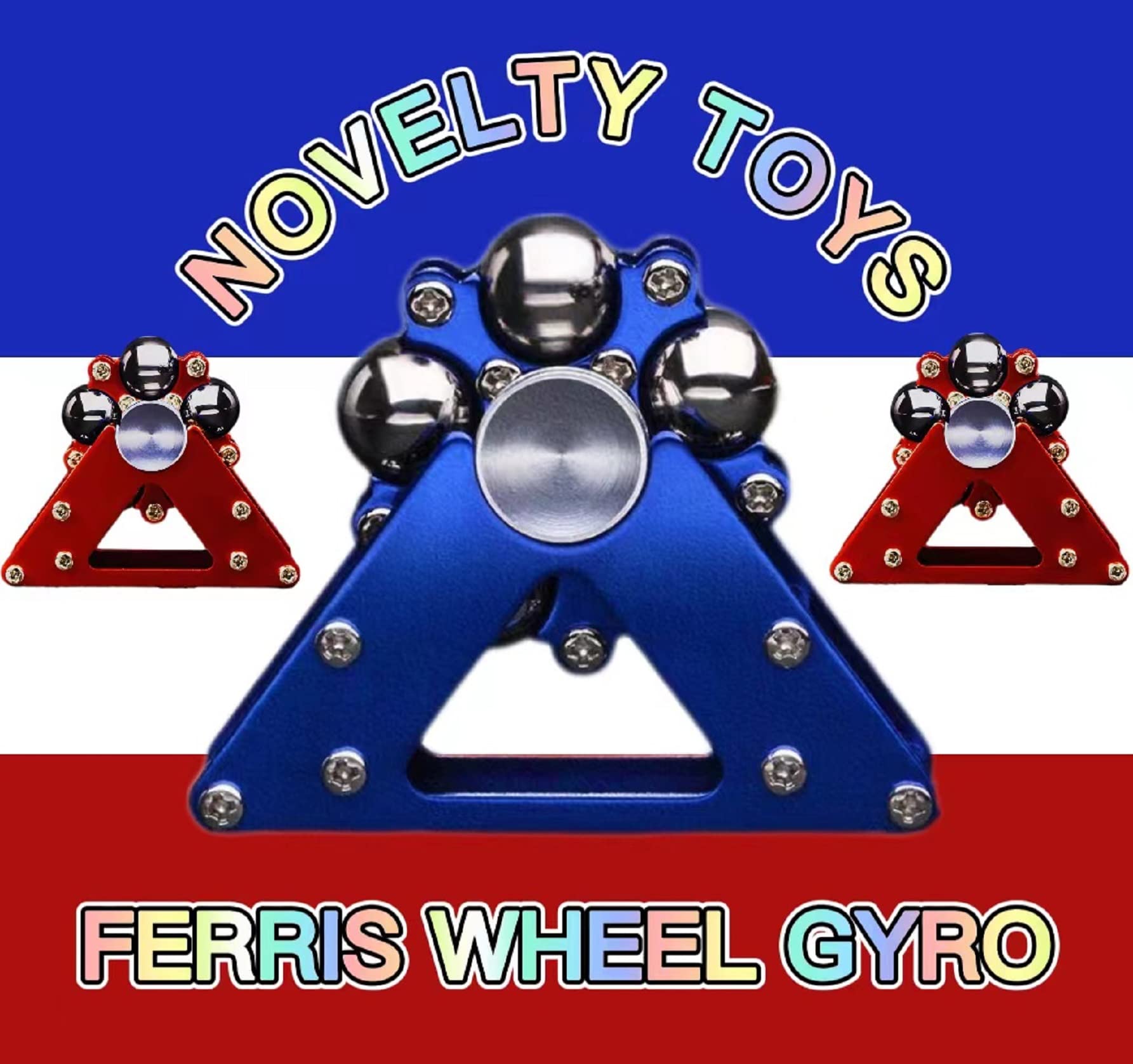 New Ferris Wheel Planet Cool Desktop Ornament, Metal Frame Stainless Steel Smooth Bearing, Space Silver, Leisure Entertainment Spinning Decompression Gift Gyro Toy (red)