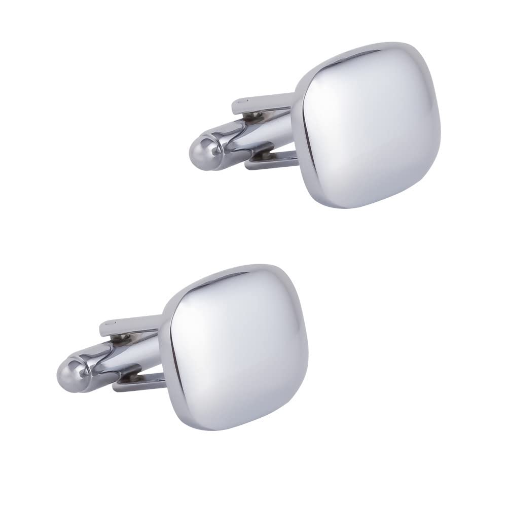 Men's tie Clip Cufflinks Square Glossy Brushed Plain Metal Cufflinks Men's Simple Style Business French Shirt Cufflinks