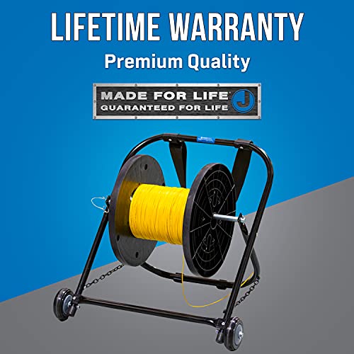 Jonard Tools CC-2721WS High Durability Steel Cable Caddy with Wheels and Pull Strap, Holds Cable Reels Up to 20” Diameter and 100 lbs Capacity,Black