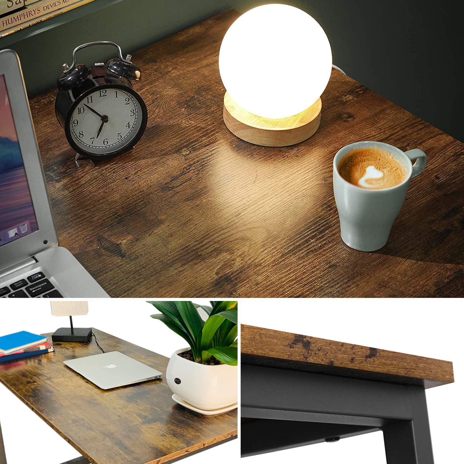 JISOSO Computer Desk, 47" Modern PC Laptop Gaming Table Industrial Style Writing Desk for Office and Home, Vintage Woodgrain MDF Board Tabletop, Metal Frame, Rustic Brown