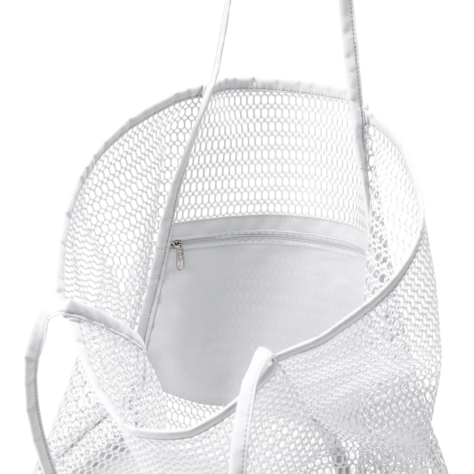 Mesh Beach Tote Womens Large Purse Shoulder Handbag Foldable Travel Satchel Hobo Bag Casual Daypack (White)