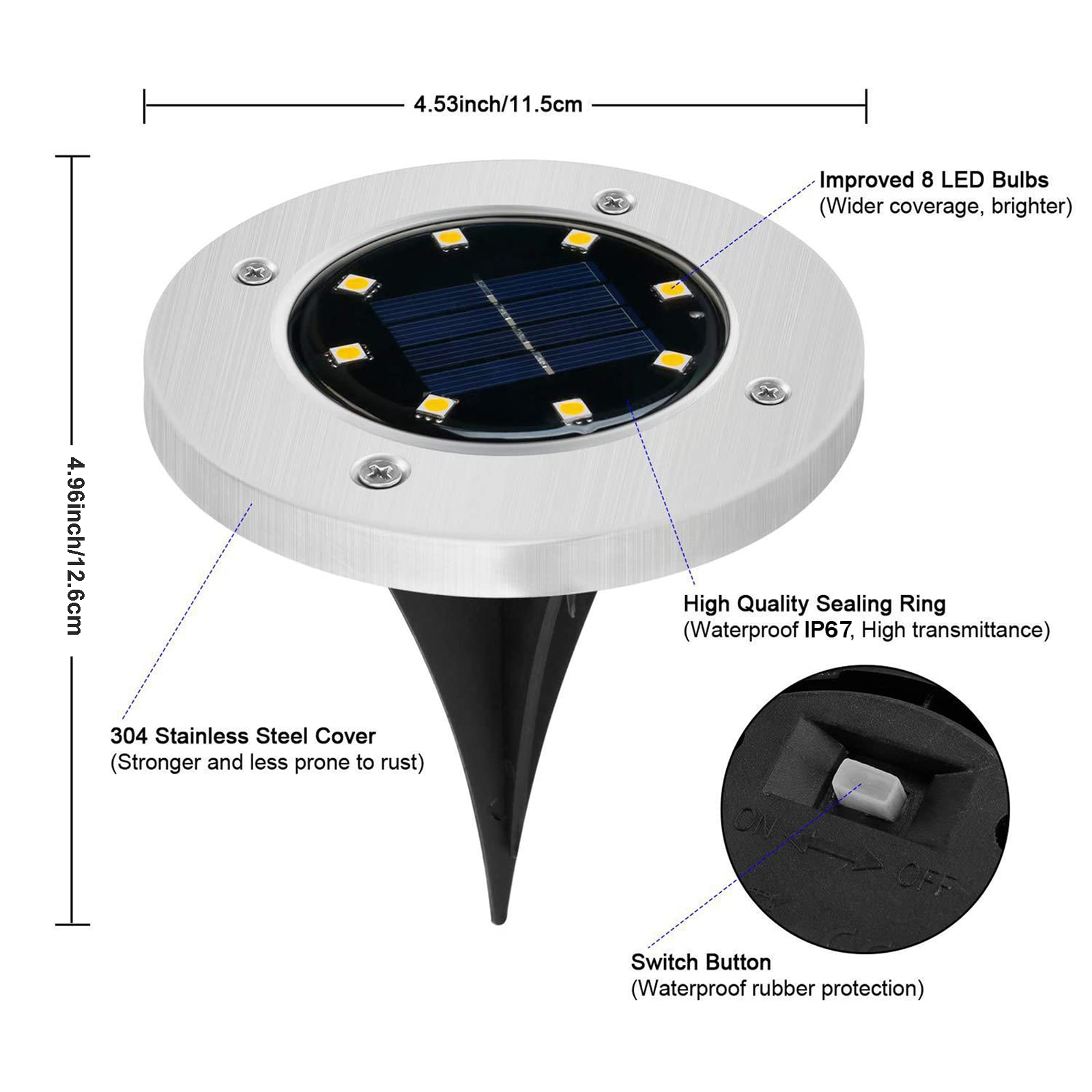 JUMJINGY Solar Ground Lights IP67 Solar Lights Outdoor Waterproof Warm 12 Pack for Yard Garden Patio Lawn Walkway Pathway Landscape Lighting