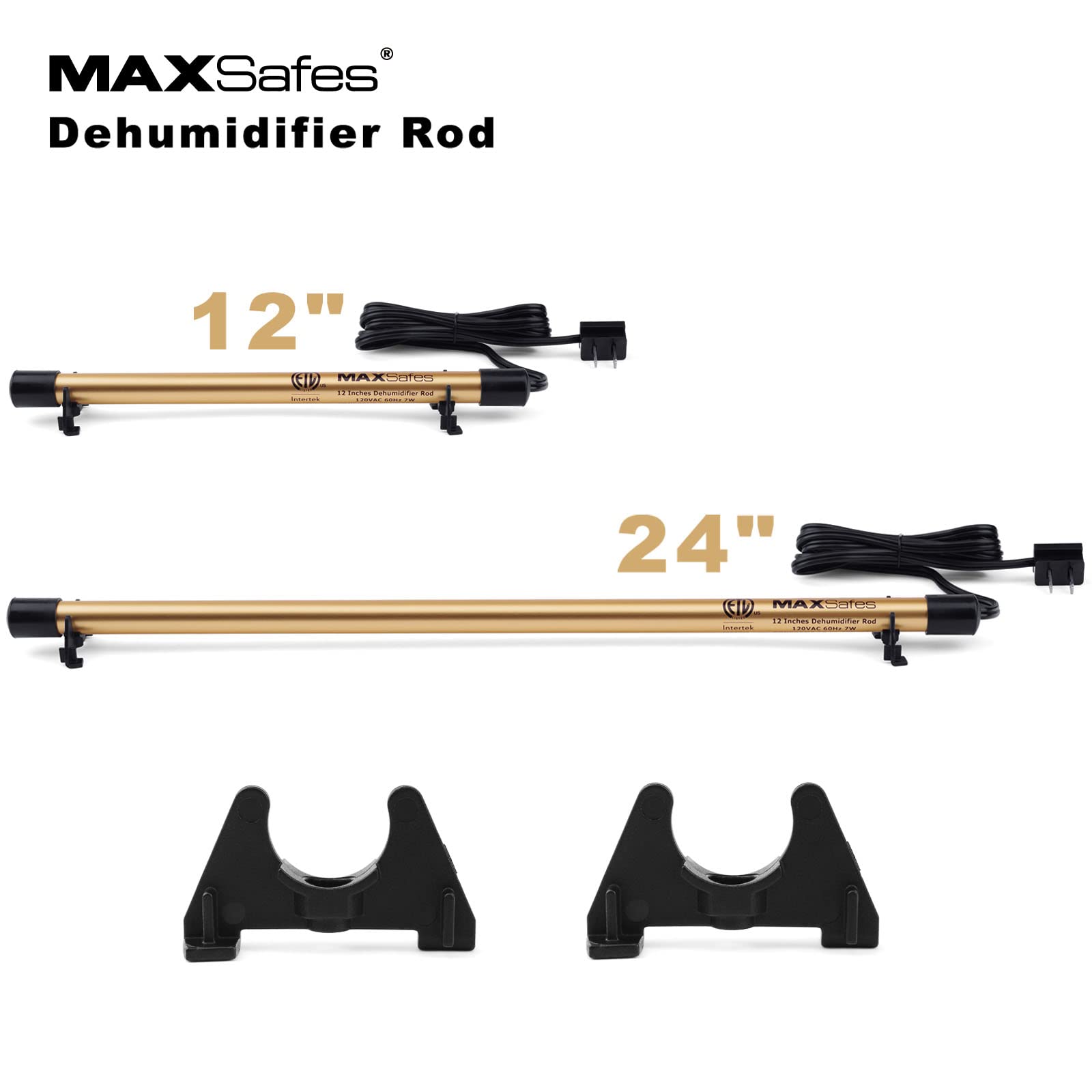 MAXSafes Gun Safe Dehumidifier Rod, Dry Golden Rod - Easy Installation Plug-in Electric Dehumidifier Eliminates Moisture for Gun Safes & Cabinets, ETL Approved,12in