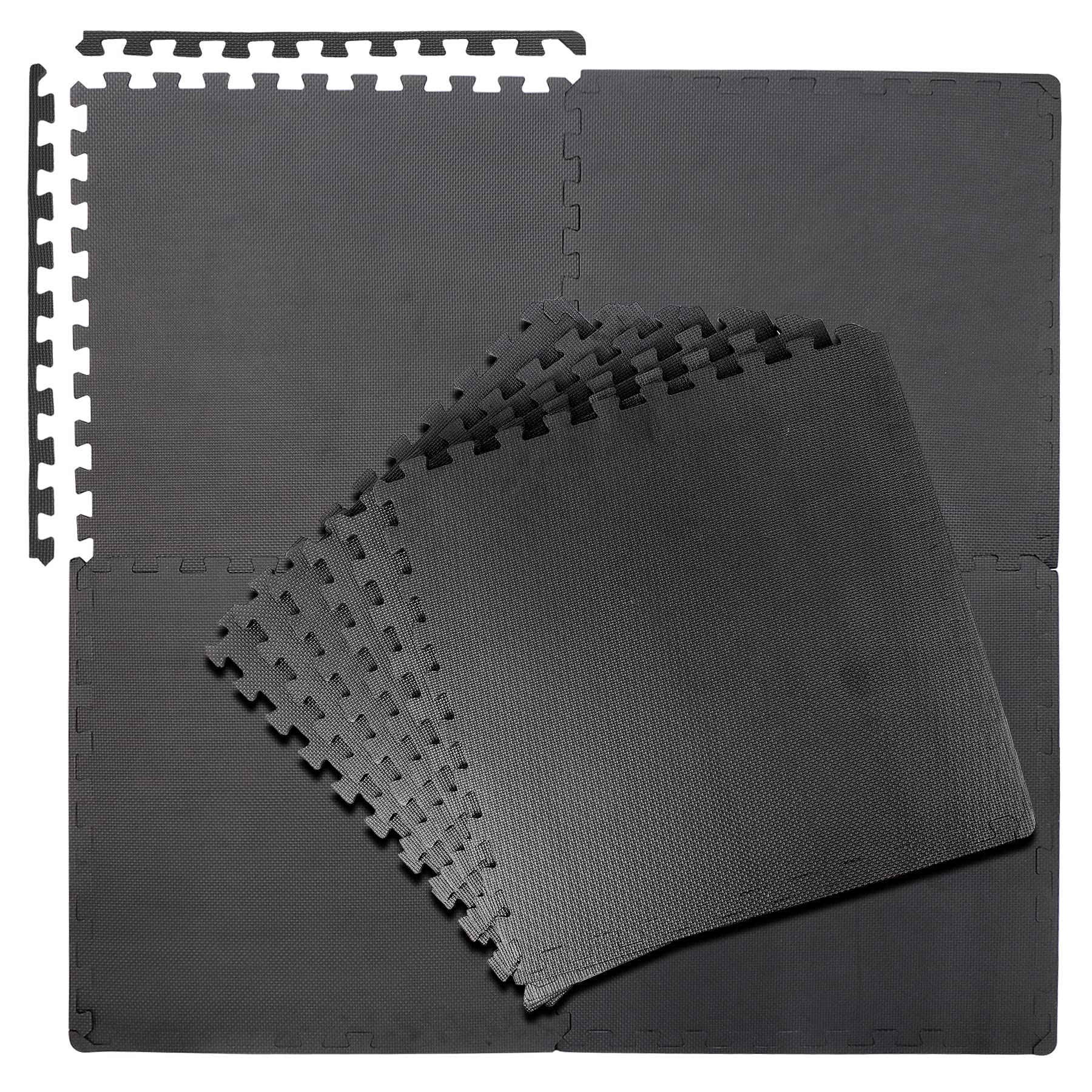 HomGarden Puzzle Exercise Mat 1/2ββ EVA Interlocking Foam Floor Mats for Exercise Equipment Home Gym Workout Mat(6 Tiles) Black