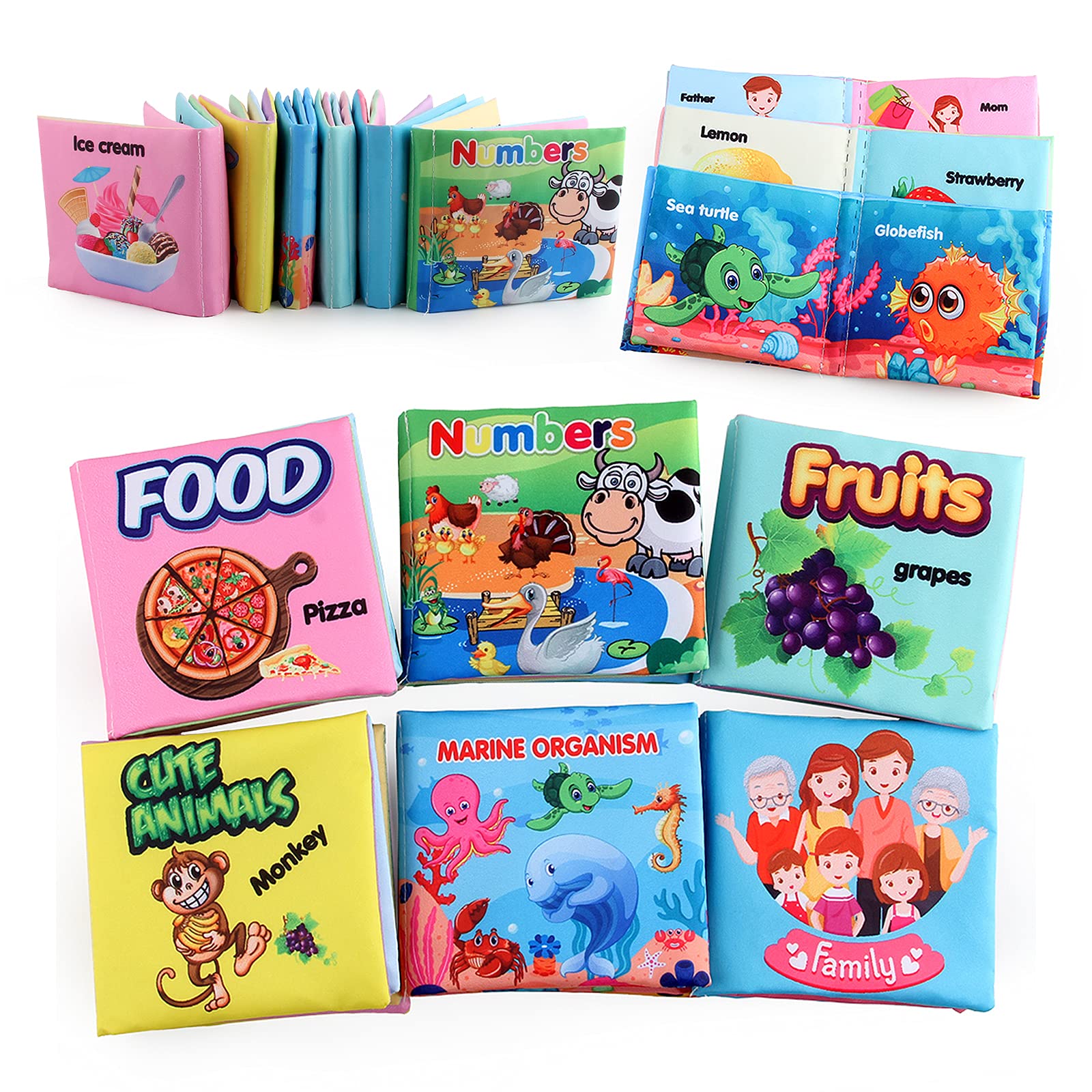 Koo-dib Baby Books, Soft Baby Book,Cloth Baby Books,Baby Books 0-6 Months, Cloth Baby Books,Infant Books,Soft Books for Babies,Best Baby Books, Pack of 6 Books for Baby,Size: 4x4 inch,Soft Baby Book