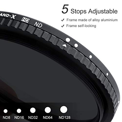 K&F Concept 82mm ND8 to ND128 Variable Neutral Density Filter Slim Fader ND Filter 3 Stop to 7 Stop ND8-ND128 for Camera Lens NO X Spot Nanotec Ultra-Slim Weather-Sealed