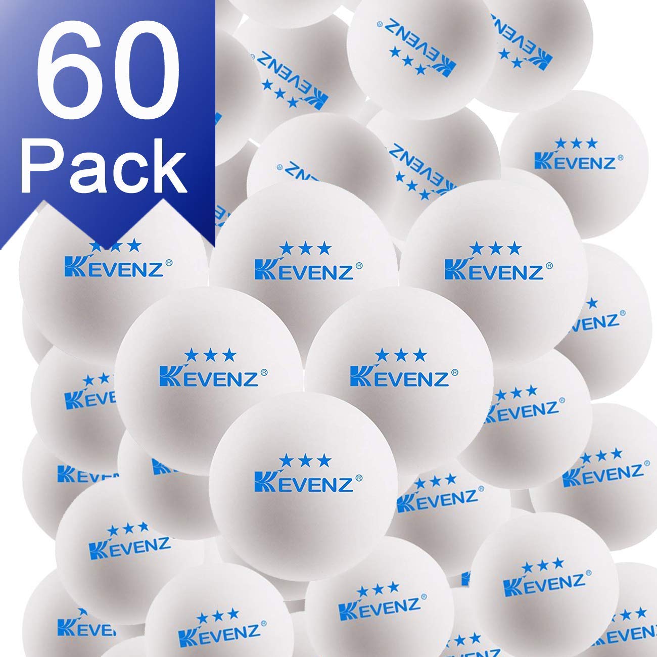 KEVENZ 3 Star Ping Pong Balls, 60,120 or 12 Pack Advanced Table Tennis Balls,Bulk Outdoor Ping-Pong Balls