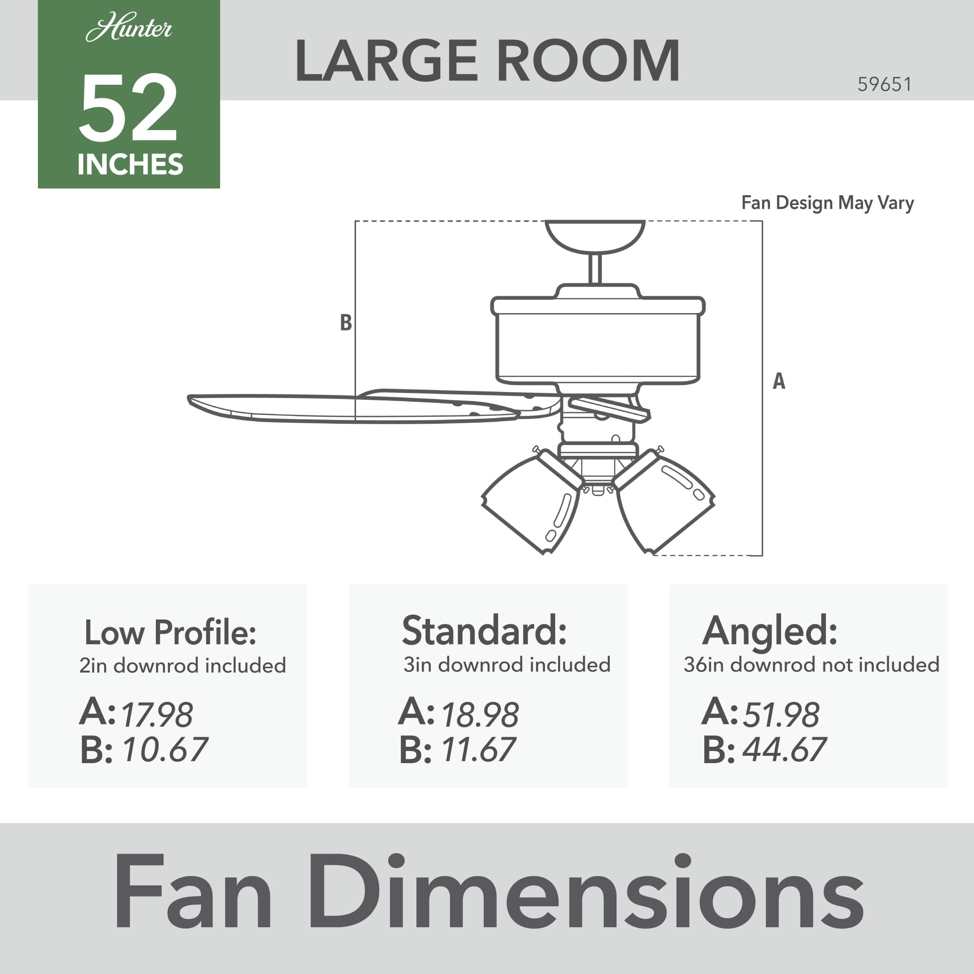 Hunter Fan Company 59651 Viven Ceiling Fan, 52, Modern Brass Finish