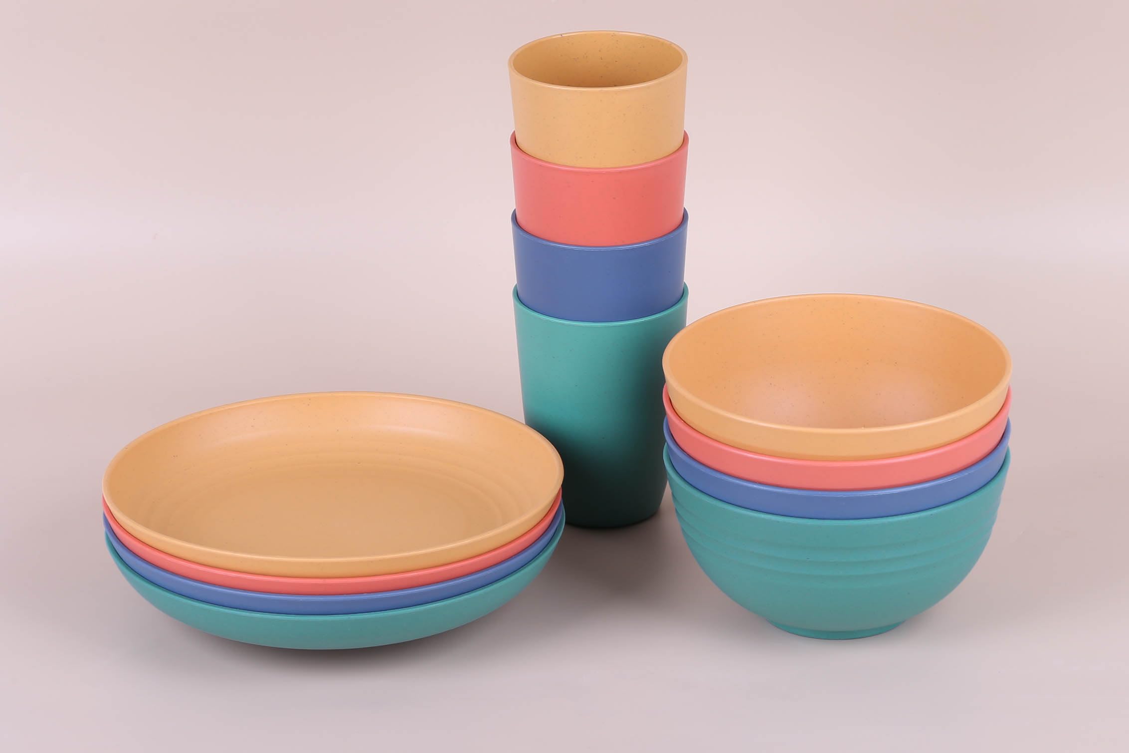 LuckyZone 7.8 Inches Unbreakable Wheat Straw Plates - Lightweight & Reusable Plate Sets of 4 for Kitchen Dishes - Dishwasher & Microwave Safe - Healthy, BPA Free & Eco-Friendly (4 Color)