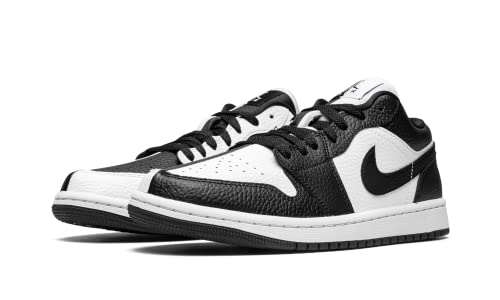 Jordan Nike Women's Air 1 Low UNC Basketball Shoe, White/Black/White, 6.5