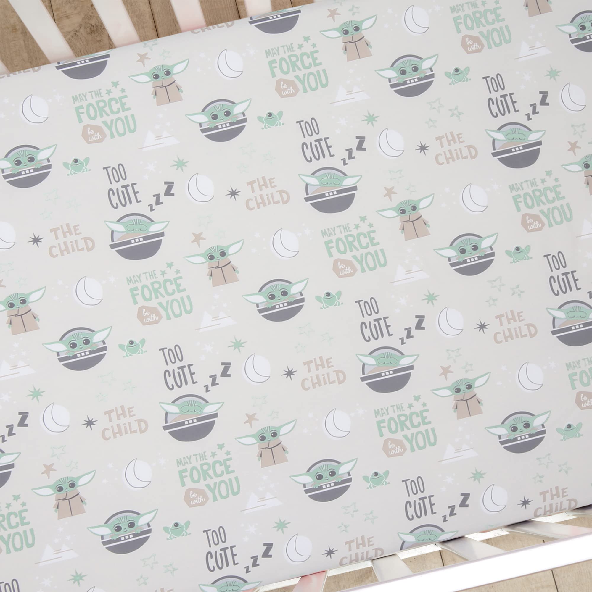 Lambs & Ivy Star Wars Cozy Friends Baby Yoda/Grogu Fitted Crib Sheet