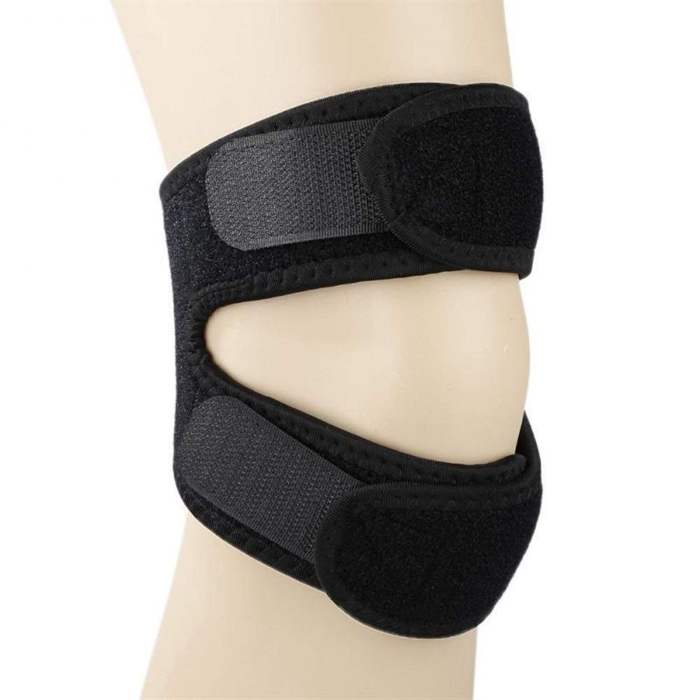 Junww Breathable Knee Pad Double Head Patella Knee Brace Sport Knee Strap Support Injury Arthritis Tendon Tension Pressure Protection (Color : Black)