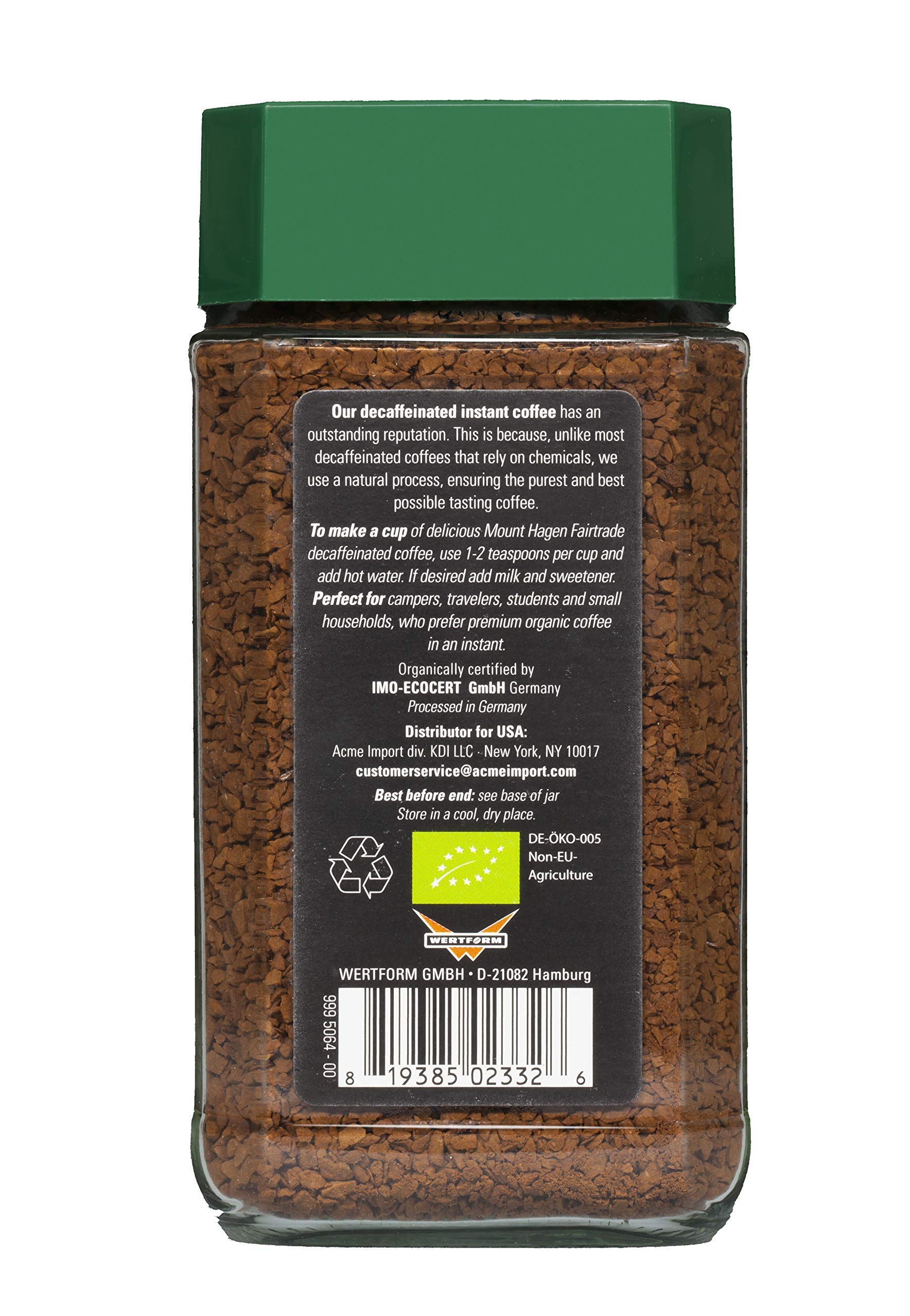 Mount Hagen 3.53oz Organic Freeze Dried Instant Decaf Coffee- 3 Pack | Eco-friendly Decaf Coffee Made From Organic Medium Roast Arabica Beans | Fair-Trade Instant Coffee Decaffeinated [3x 3.53oz Jar]
