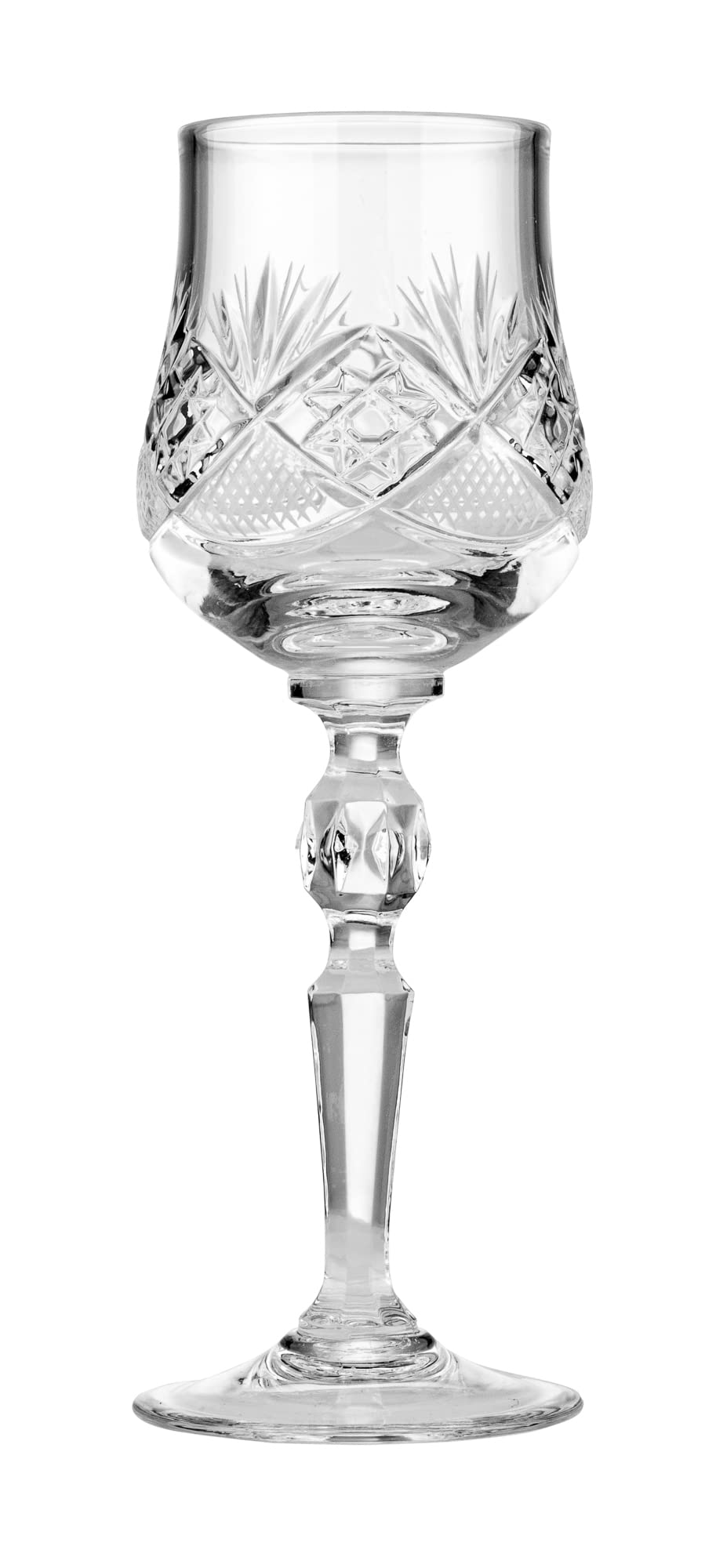 Neman Set of 6 Russian Cut Crystal Shot Glasses 2-Oz. Hand Made Vodka or Liquor Stemmed Vintage Glassware