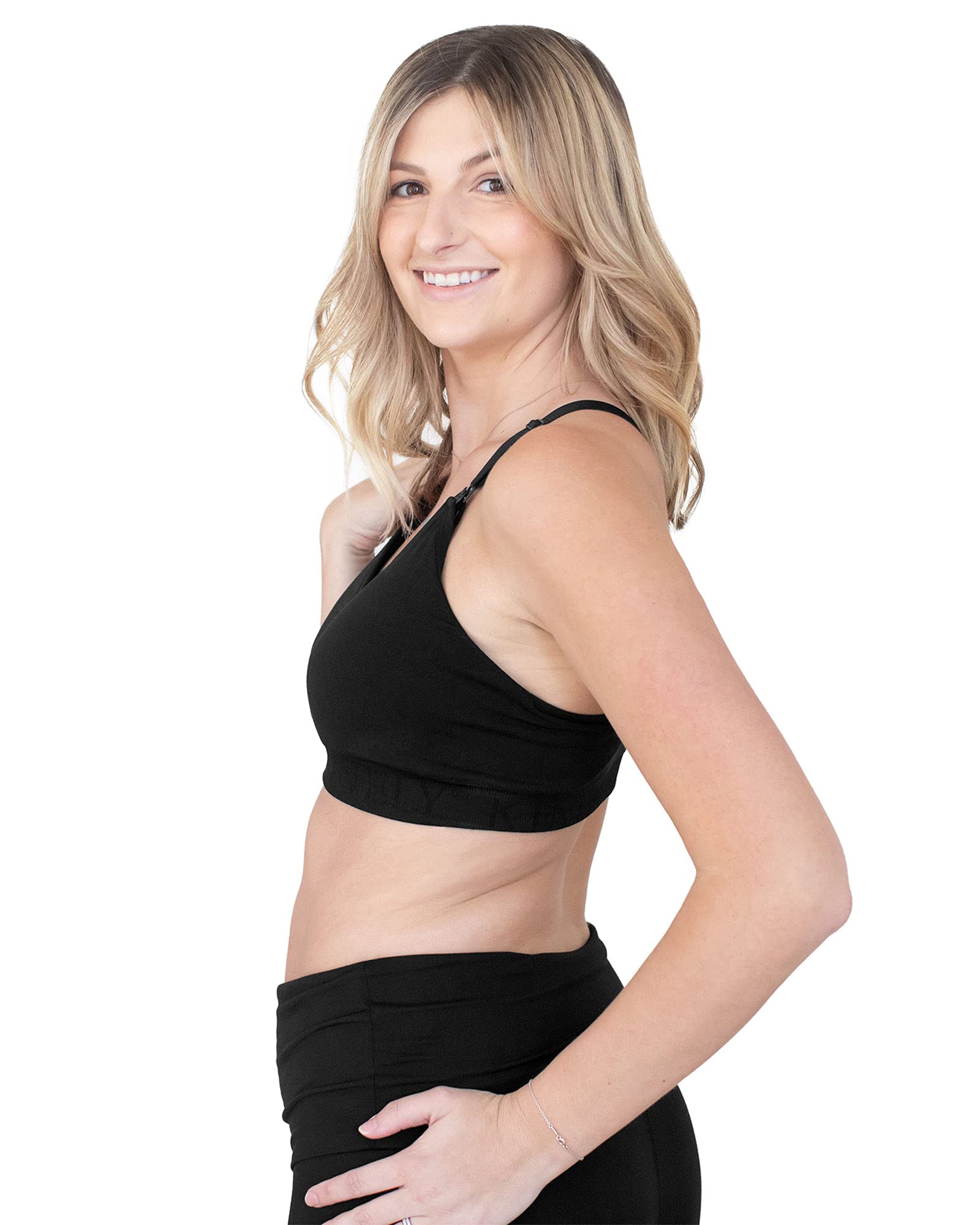 Kindred Bravely Sublime Sports Pumping Bra Hands Free | Patented All-in-One Nursing Bras for Breastfeeding and Pumping (Black, 2X)