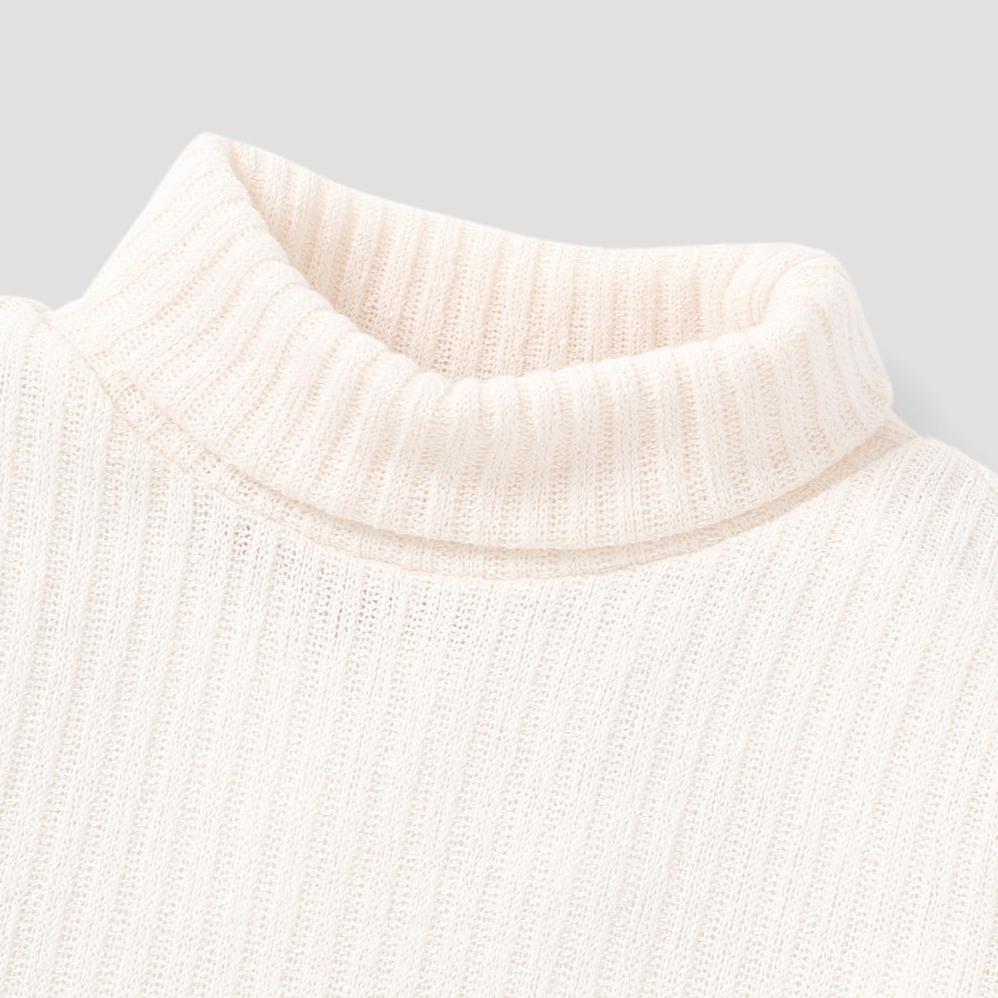 PATPAT Toddler Girl Boy KnitShirt Turtleneck Pullover Solid Knit Shirt Long Sleeve Warm Top Tees Clothes Beige 3 Years