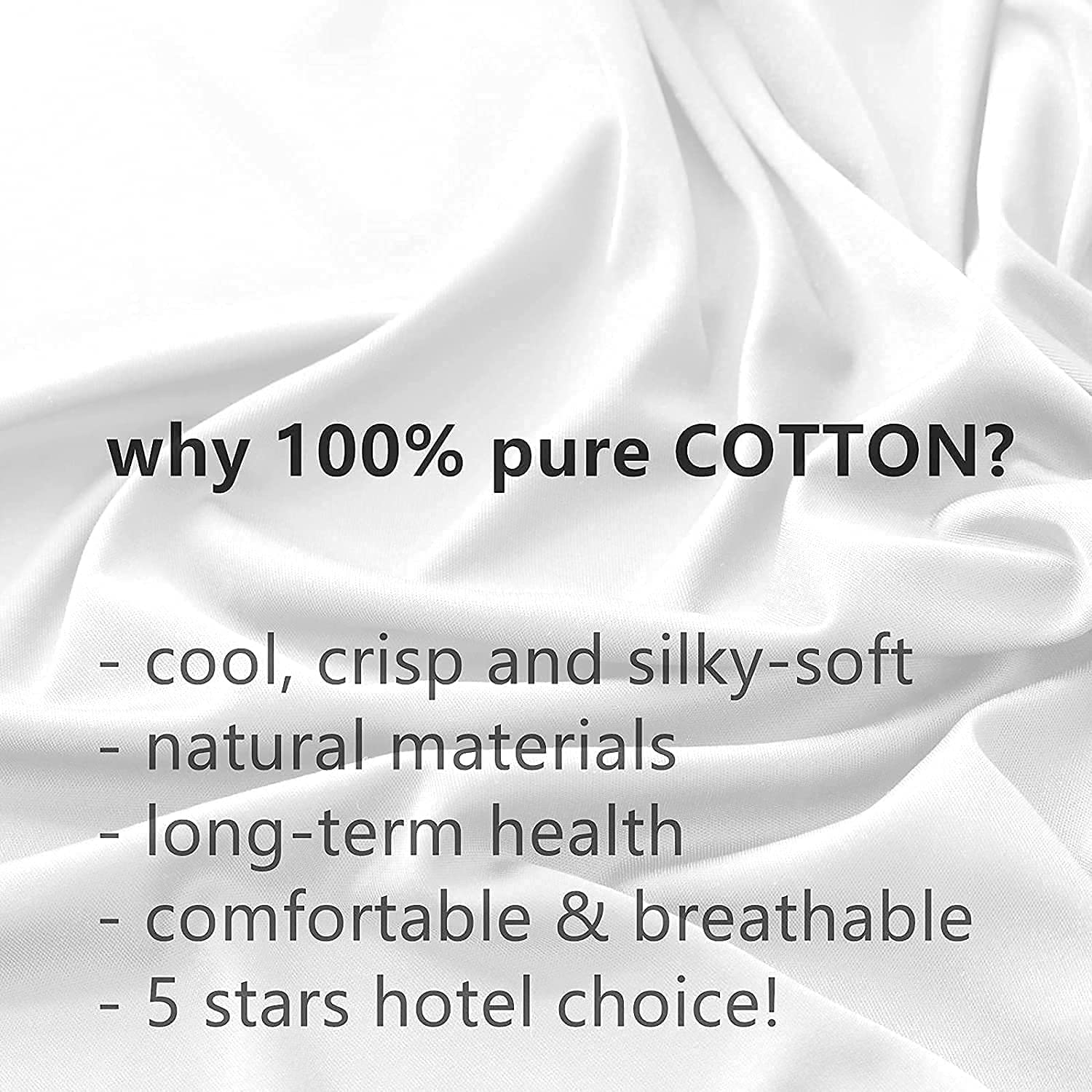 King Sheet Set 600 Thread Count, 100% Cotton Hotel Luxury Bed Sheet Set-4 Pieces Sheet & Pillowcase Set Ultra Soft Linens with 16" Deep Pocket Breathable & Durable (King, Pure White)