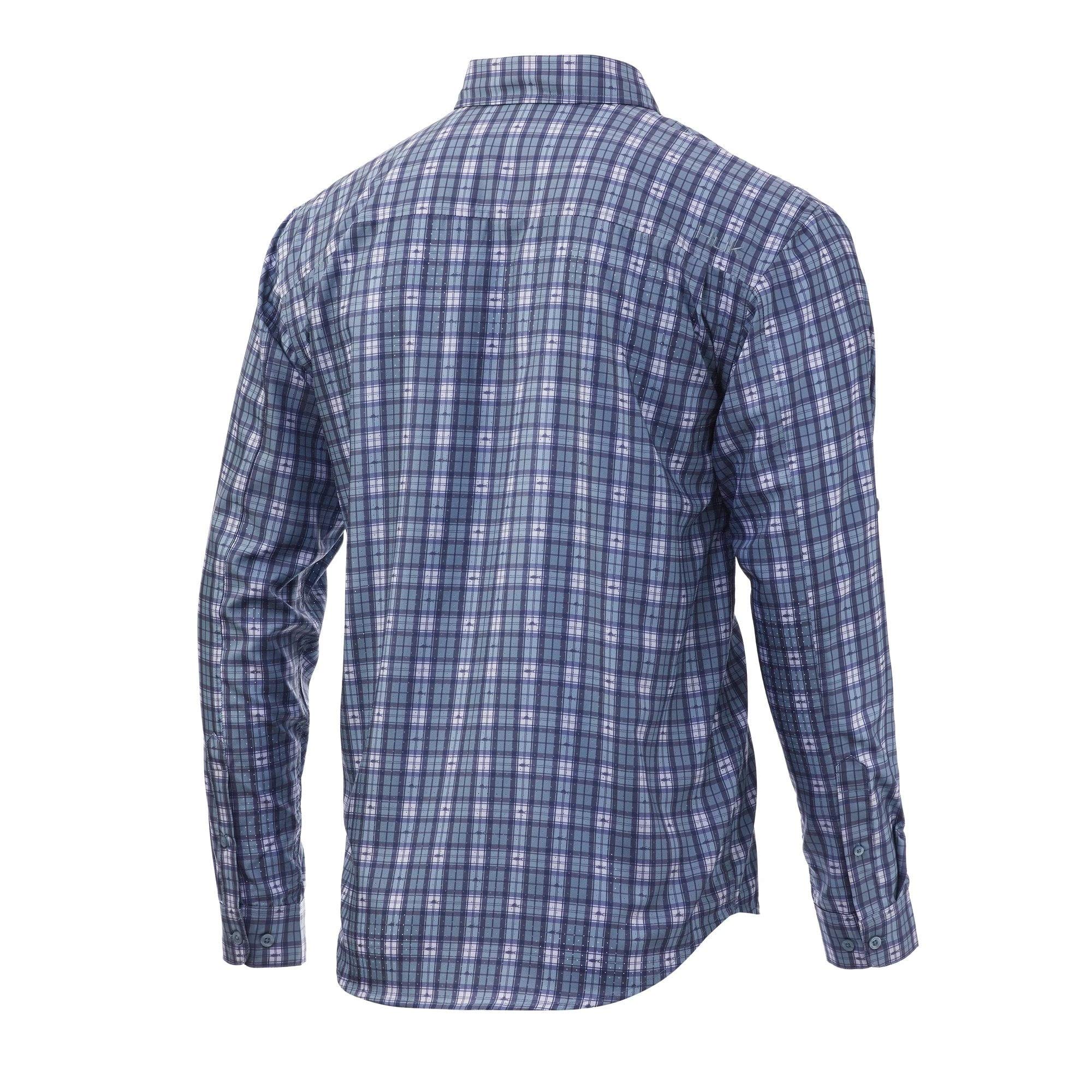 Huk Men's Tide Point Long Sleeve Shirt | Performance Button Down, Sargasso Sea, Small