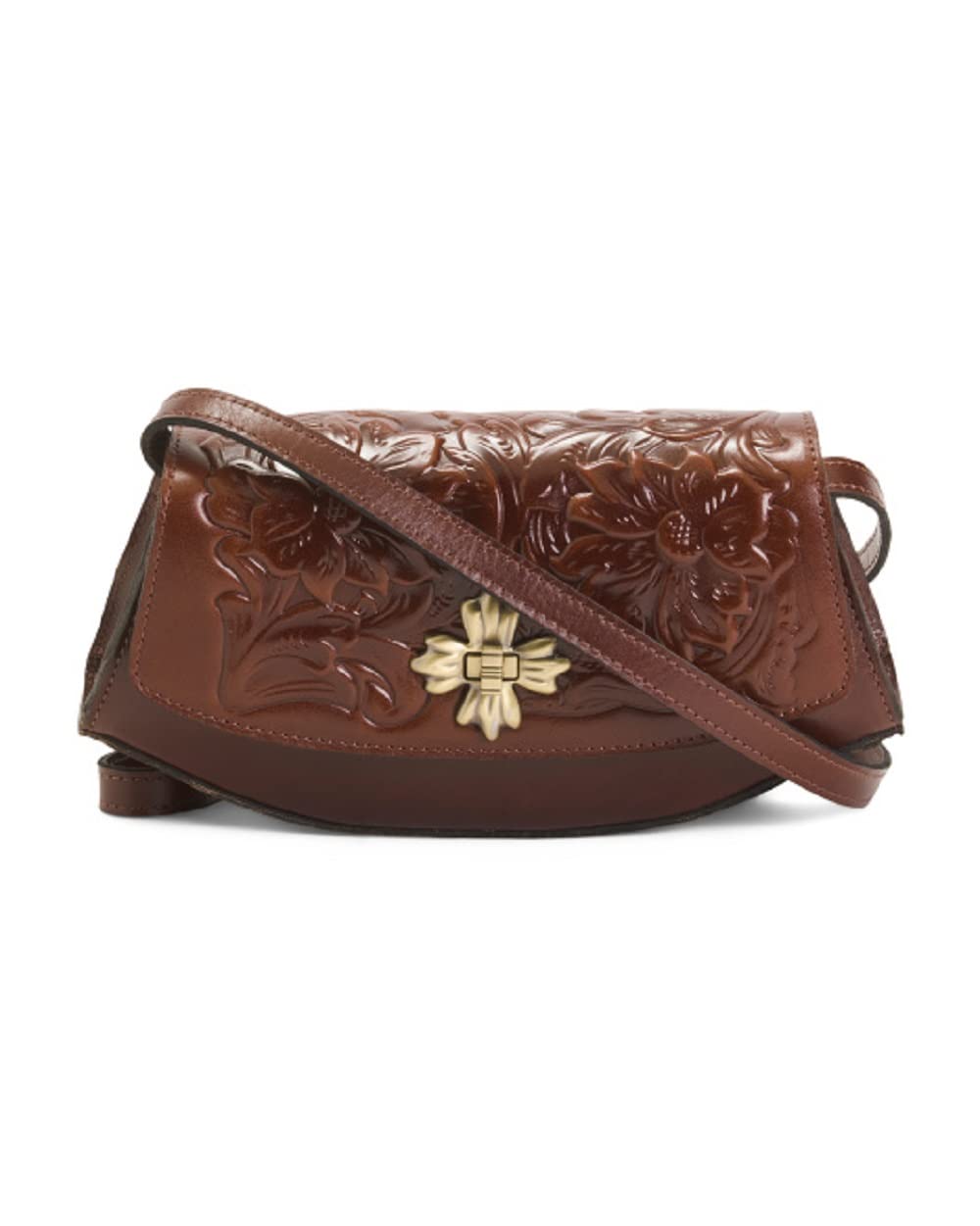 Patricia Nash Leather Handley Crossbody Floret Twist Closure