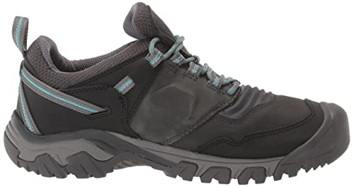 KEEN Women's Ridge Flex Low Height Waterproof Hiking Boots, Raven/Porcelain, 7.5