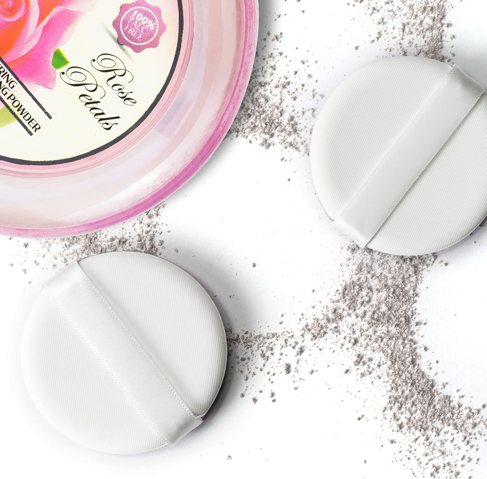 R-NEU Dusting Powder for Women with Powder Puff, 100% Talc-Free, Elegant Rose Petals Scented Body Powder, After Bath for Soft Skin, Extra Large, 1 Pack (5oz)
