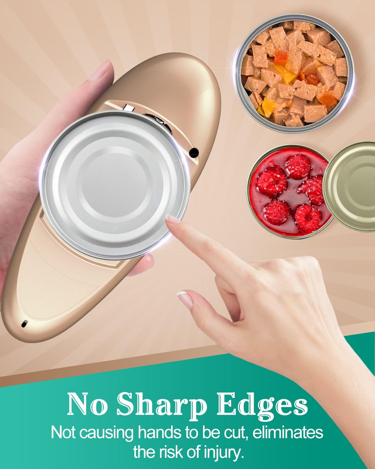 One Touch Electric Can Opener Easily Open Any Can Sizes with Smooth Edge, Food-Safe & Battery Operated Can Opener for Kitchen, Automatic Can Opener Hands Free for Weak Hands and Seniors with Arthritis