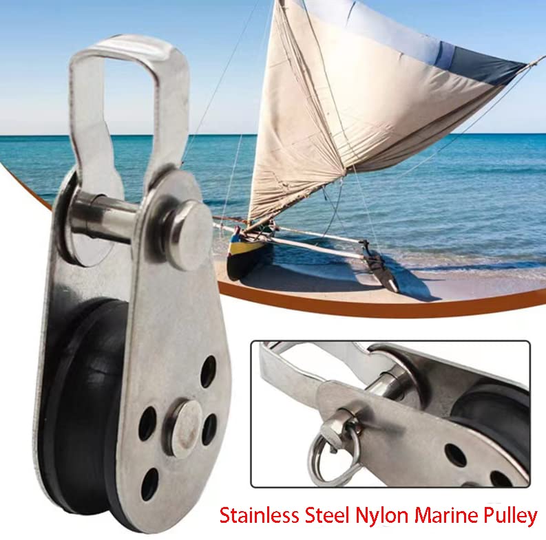 Lsahyong 4PCS Stainless Steel 316 Pulley Blocks Rope Runner Boat Accessories Canoe Anchor Trolley Kit for 2mm to 8mm Rope