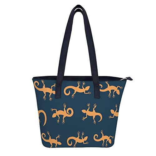 Lizards Women's Tote Bag PU Leather Shoulder Bag Handbags Purse For Work Shopping Travel
