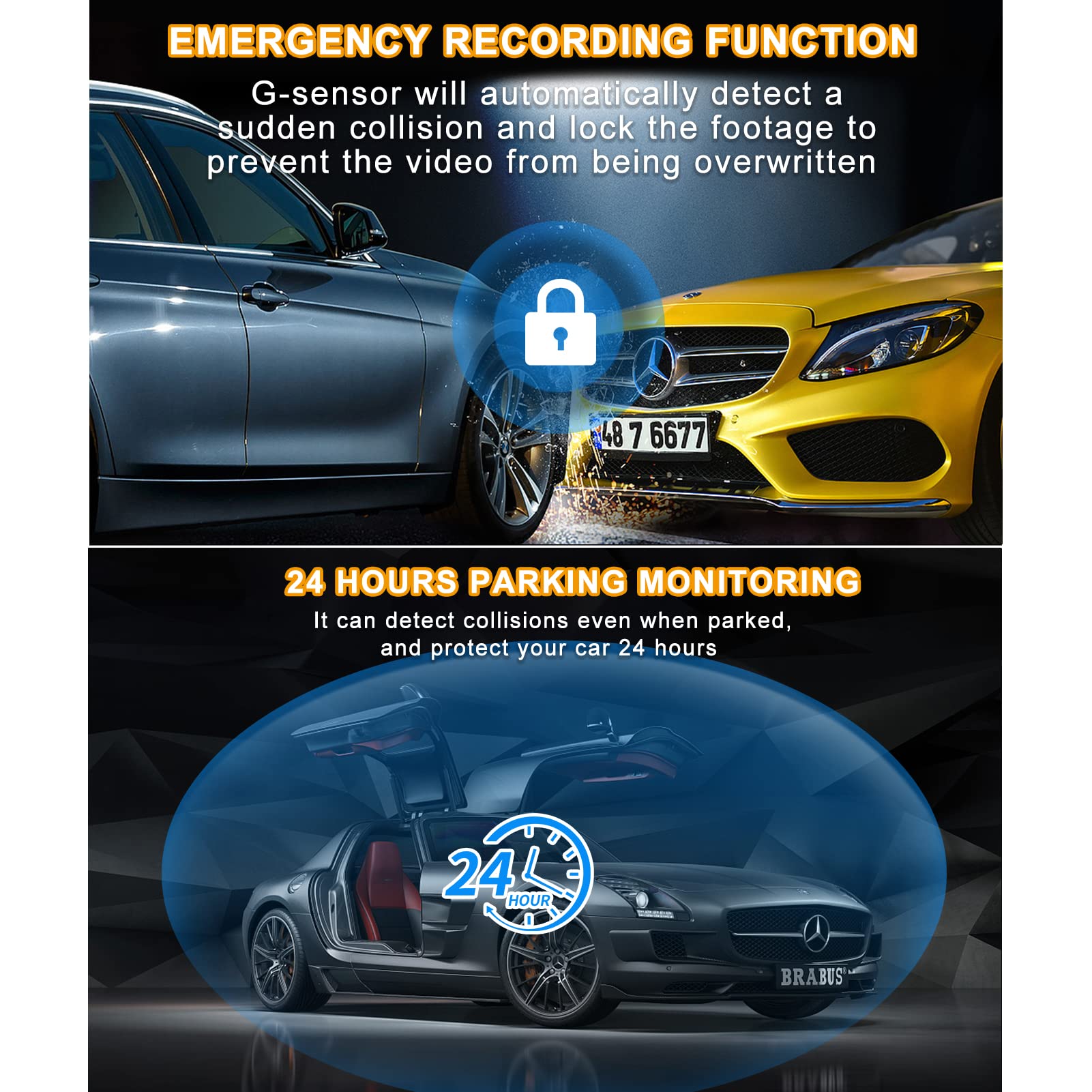 Korlagh Dash Cam Full HD 1440P Dash Camera for Cars 170° Wide Angle 3.5" LCD Screen, WDR,Parking Monitor ,Super Night Vision Loop Recording Motion Detection Dashboard Camera