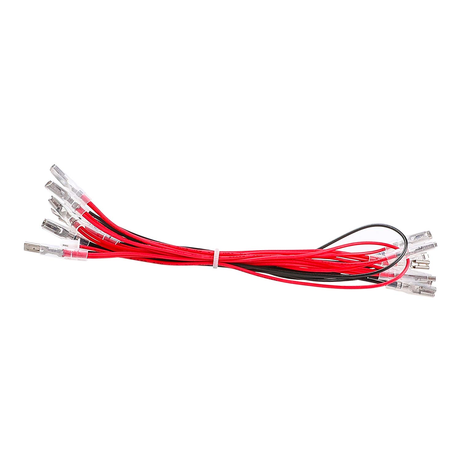 GUWARRY 2 Pcs LED Power Cable Daisy Chain JST XH2.54 2Pin Plug to 0.110 Inch /2.8mm Terminals Jumper Wire Harness Lighted Up 20 LED Arcade Buttons for Arcade USB Encoder, MAME, Arcade1Up, Raspberry Pi