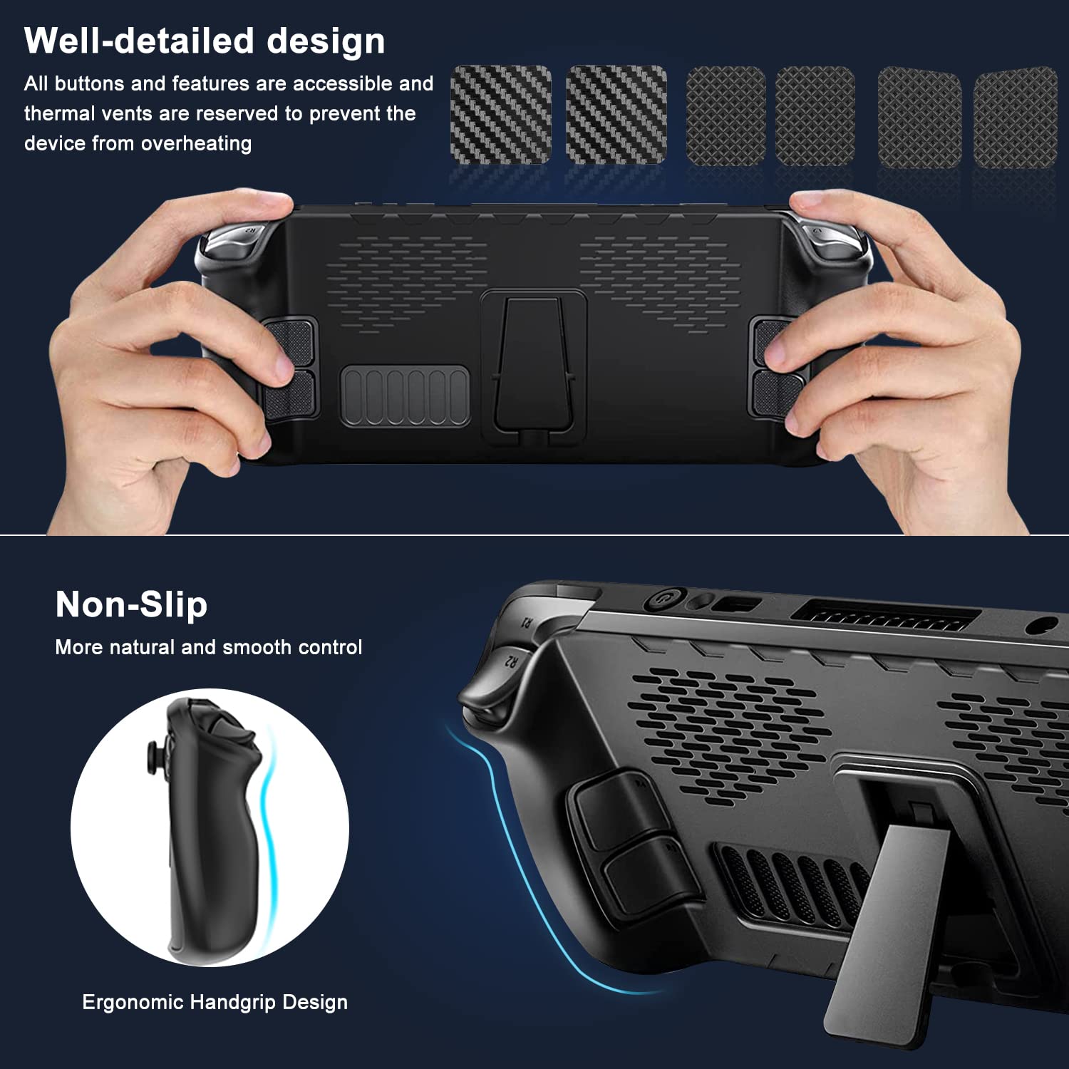 Meboyz Kickstand Protective Case for Steam Deck, PC0102 TPU Cover Protector with Stand Base, Protective Cover Case Compatible with Vavle Steam Deck Shock-Absorption