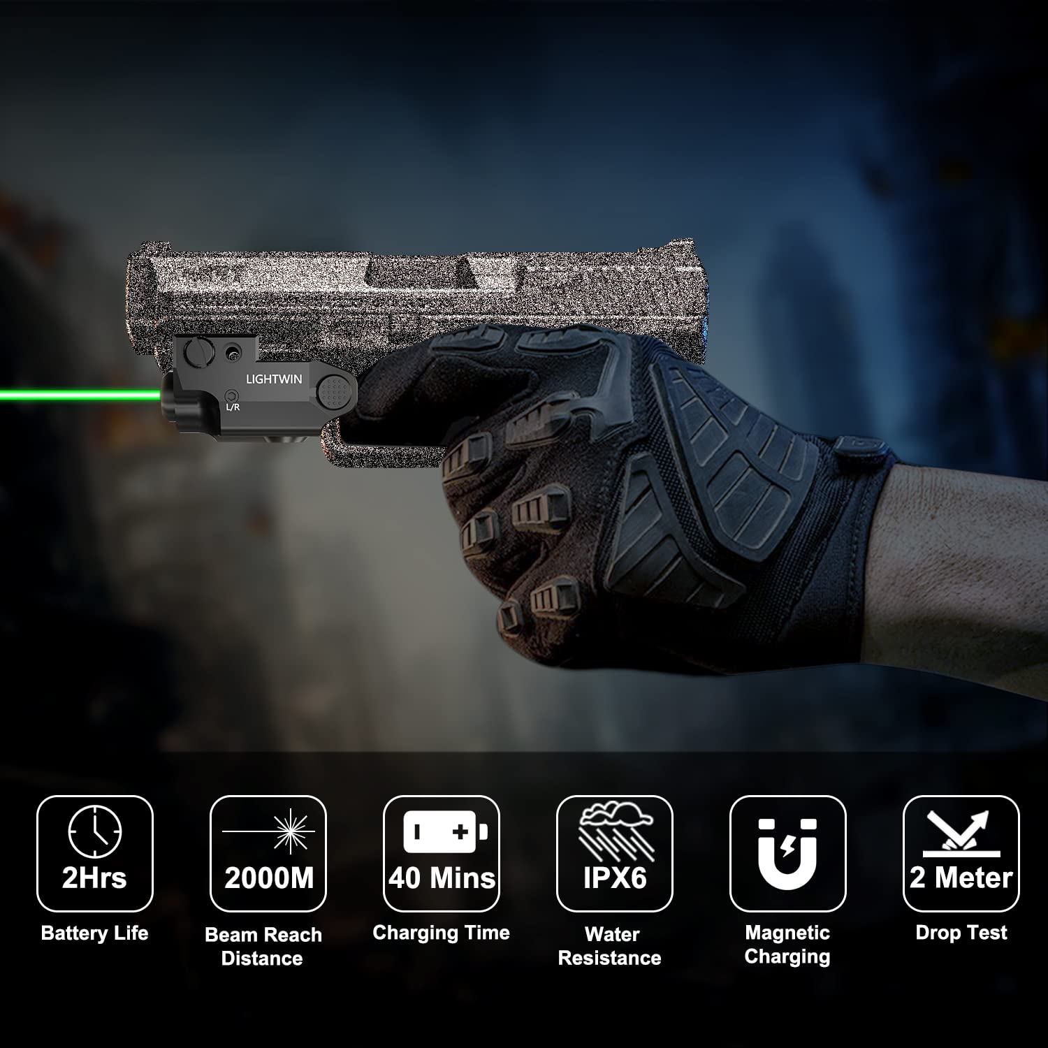 LIGHTWIN Green Laser Sight, Aluminum Ultra Low Profile Compact Picatinny Mount Green Dot Sight, Strobe Mode Available, Magnetic USB Rechargeable Green Beams for Taurus G2c G2s G3 G3c