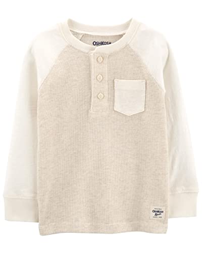 OshKosh B'Gosh Boys' Thermal Pocket Henley, Oatmeal Heather, 18 Months