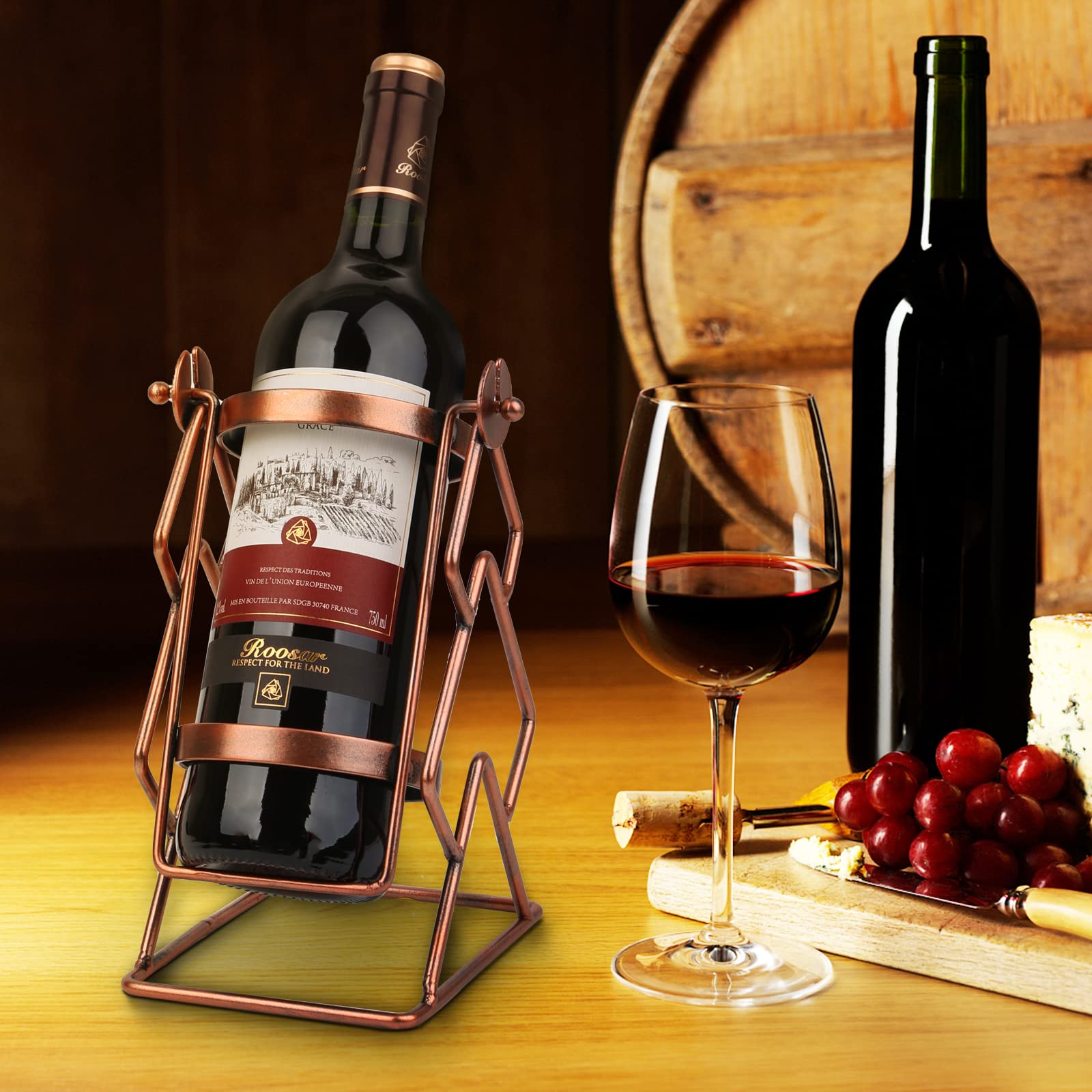 LEYON Freestanding Tabletop Wine Bottle Holder, Countertop Wine Holder Decor for Home Kitchen(1 Bottle)