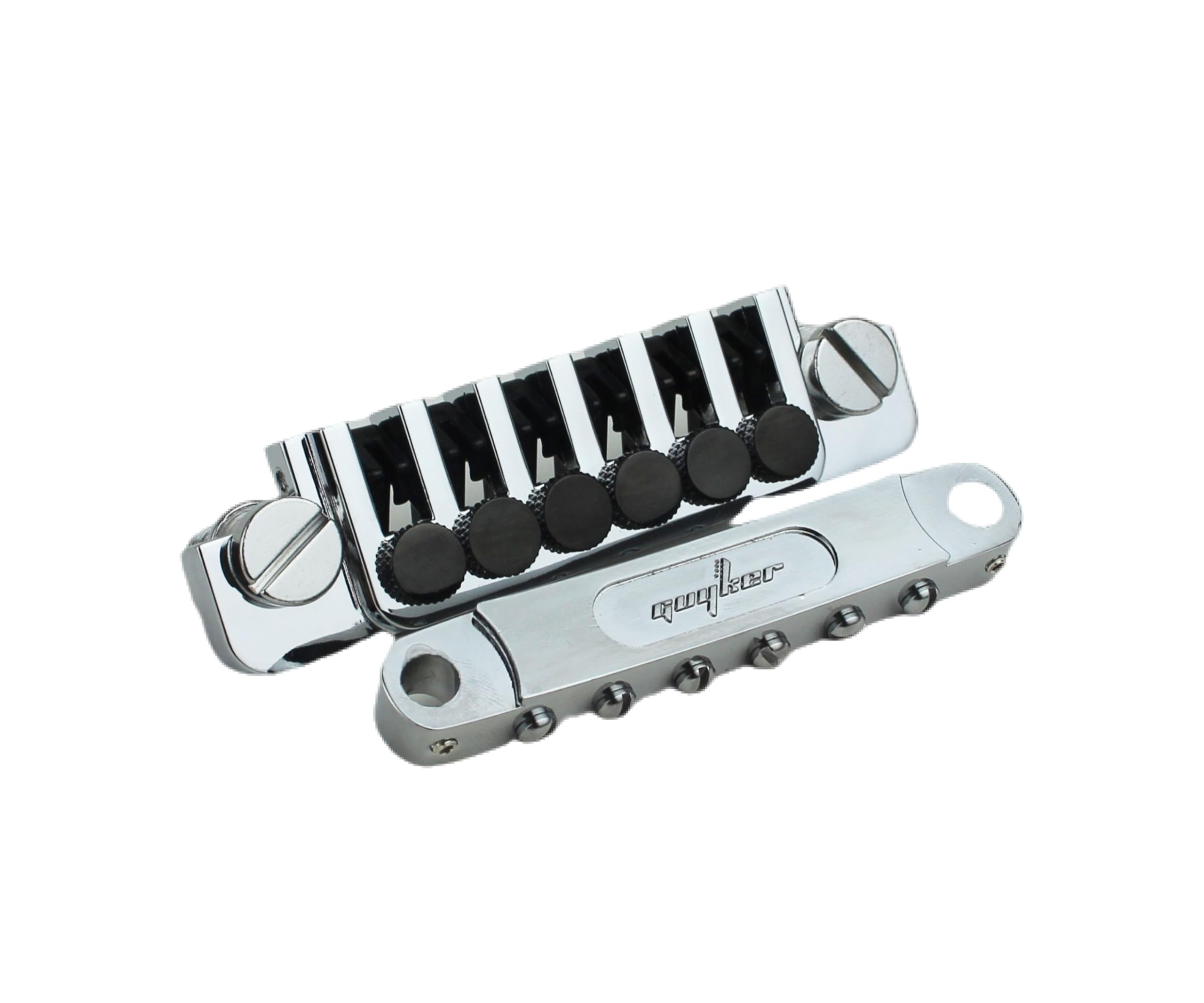 Guyker Guitar Tune-O-Matic Saddle Bridge GM003 and Vintage Stop Bar Lock TP6 Tailpiece Combo Replacement Compatible with Les Paul LP SG Style 6 Strings Electric Guitar (Chrome)