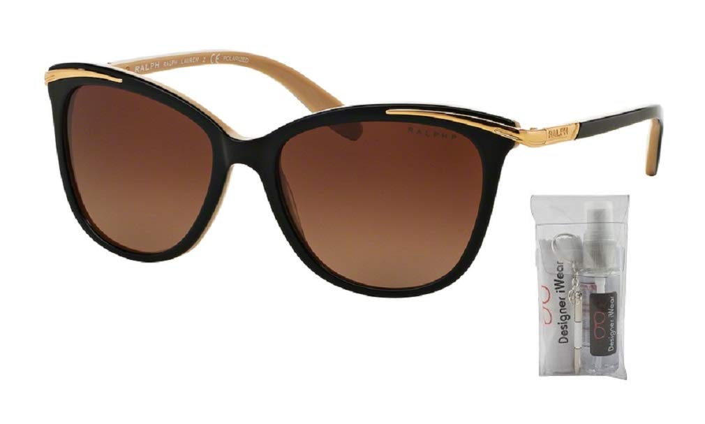 Ralph Lauren RA5203 1090T5 54M Black Nude/Brown Gradient Polarized Cateye Sunglasses For Women+ BUNDLE With Designer iWear Eyewear Kit